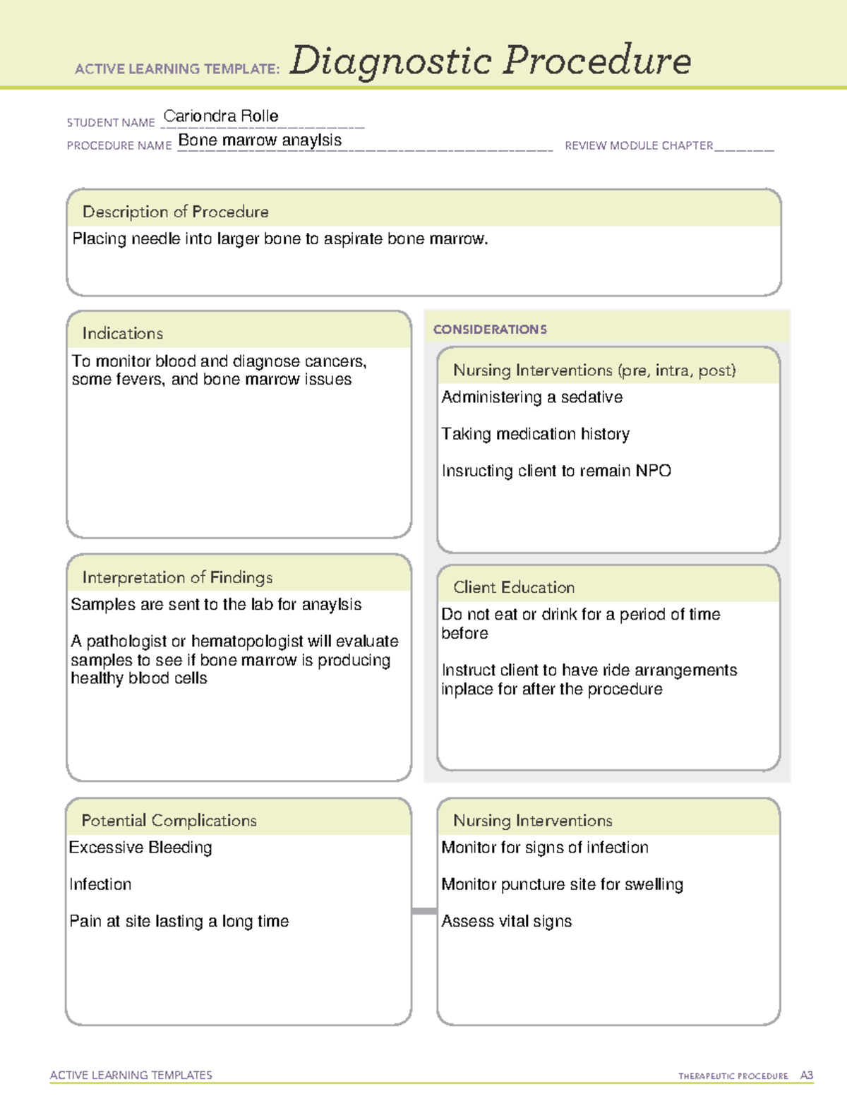 Bone Marrow Analysis Diagnostic Procedure - Active Learning Template ...