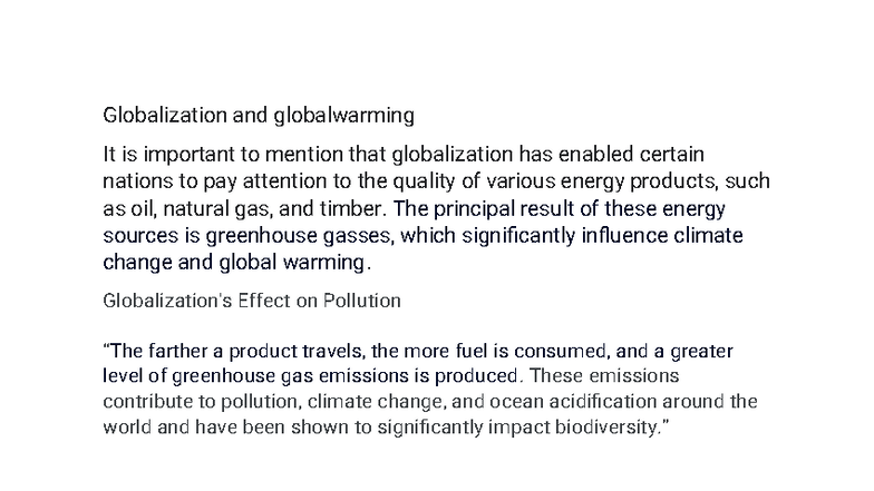 Globalization and Global Warming: Lecture Notes on Climate Impact - Studocu