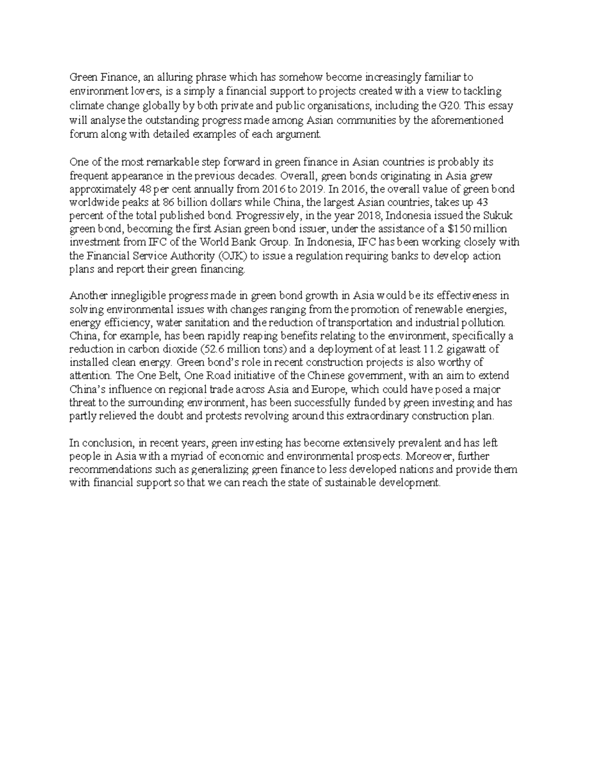 498561212 Green Finance Essay: Progress in Asia's Environmental Funding ...