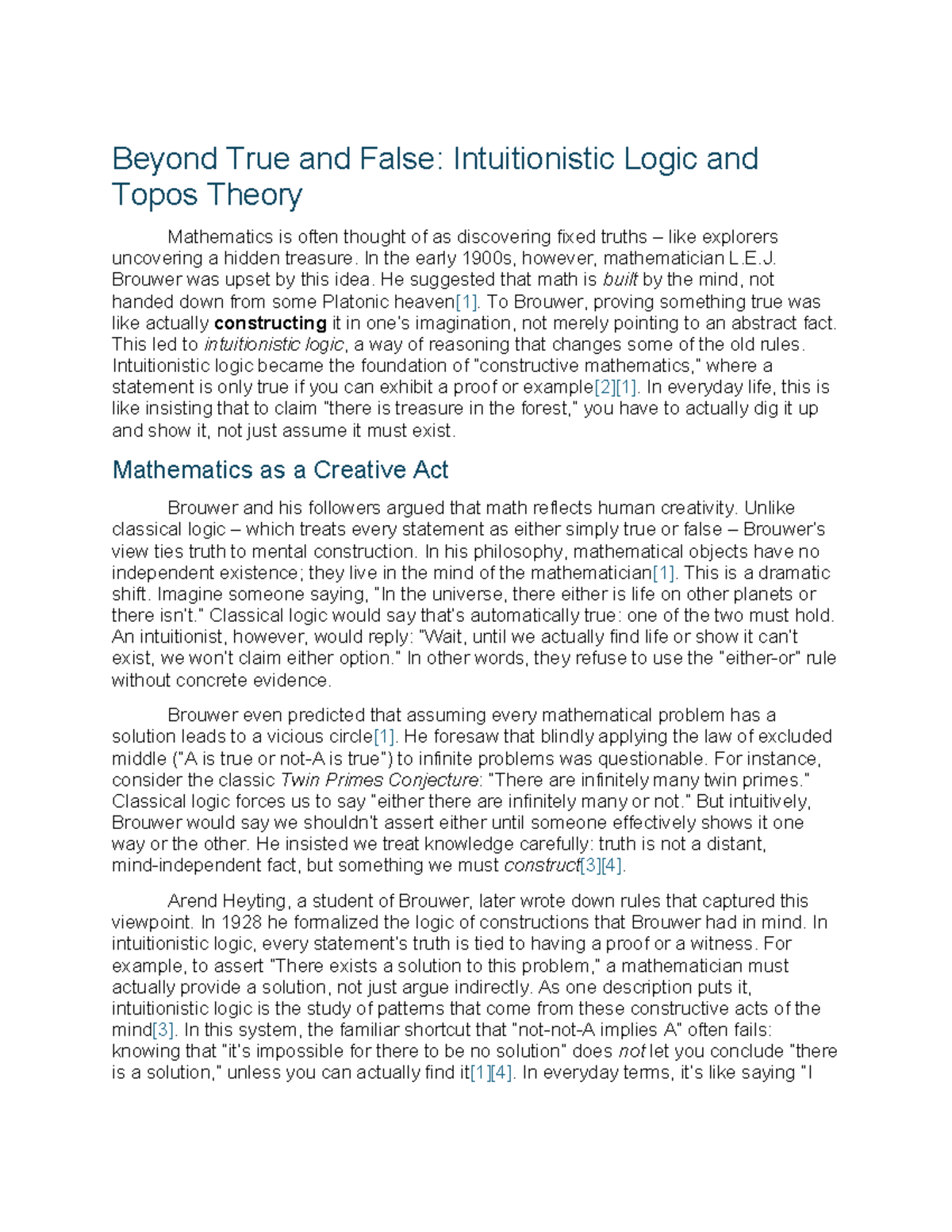 Intuitionistic Logic and Topos Theory: A New Mathematical Perspective ...