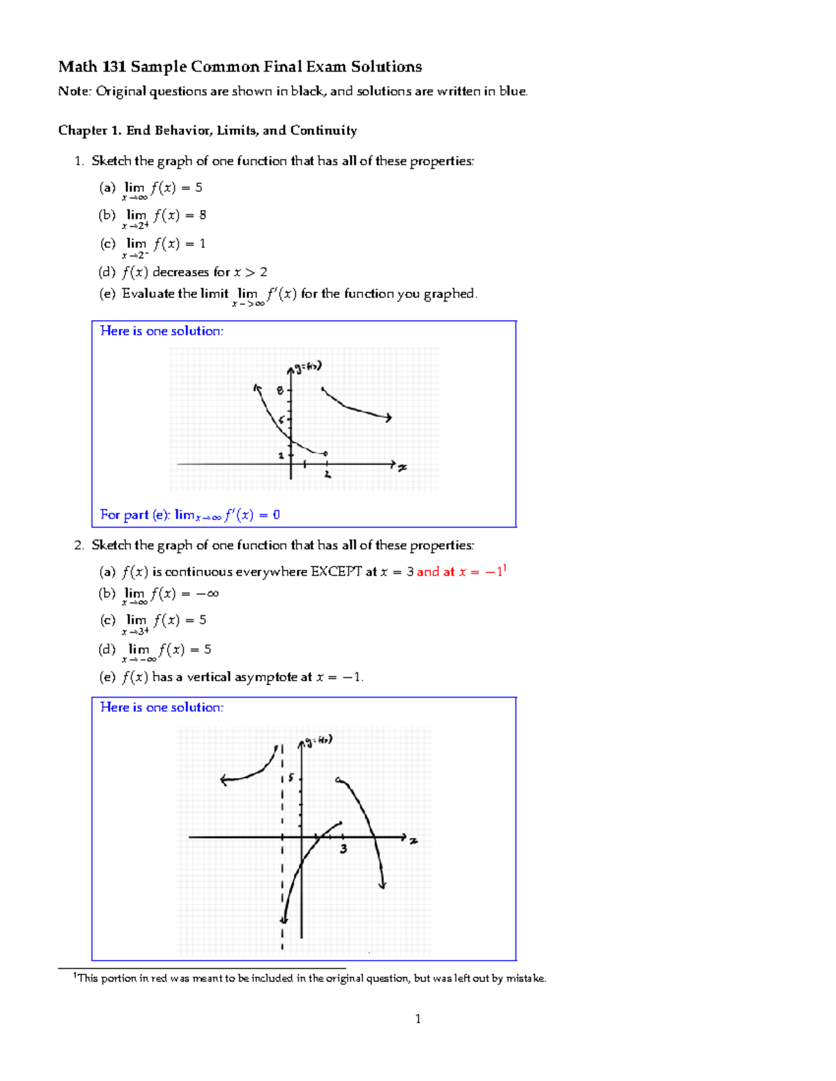 Math131 Fall 2020 Common Final Exam Solutions Review - Studocu