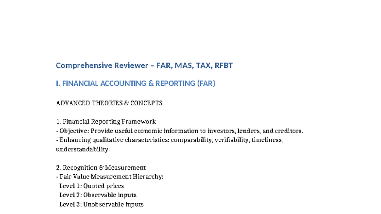 Advanced Reviewer: FAR, MAS, TAX - Comprehensive Theories & Concepts ...