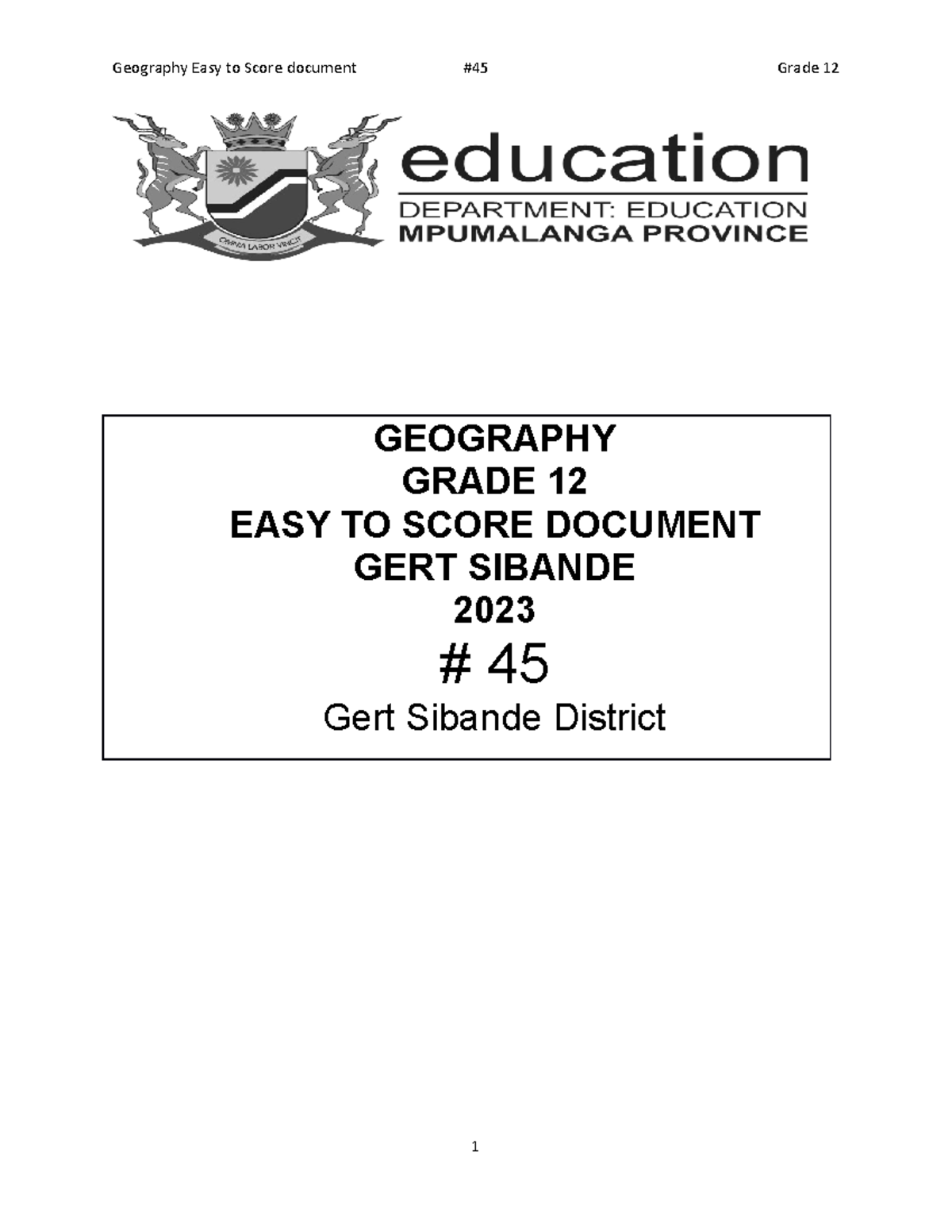 Geography GR.12 Easy to Score Guide - 2023 Exam Preparation - Studocu