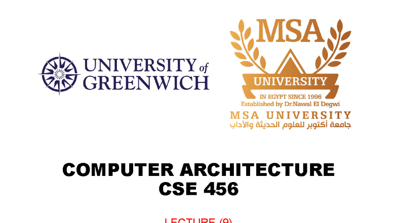 CSE 456 LECTURE (9) ALU DESIGN OVERVIEW BY DR. ABDELRAHMAN MOHAMED ...