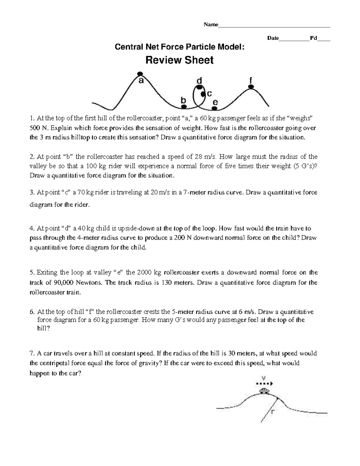 12 U7 Review Sheet: Central Net Force Particle Model (Part 1) - Studocu