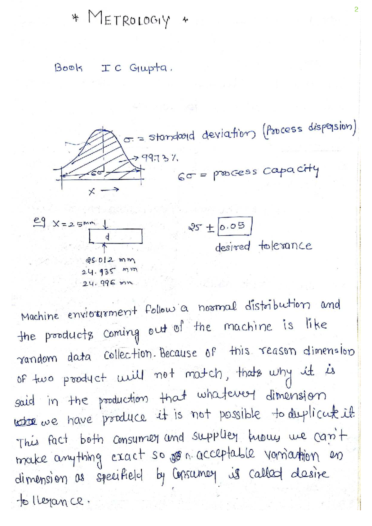 2017 METROLOGY Course Notes: Standard Deviation & Process Capability ...