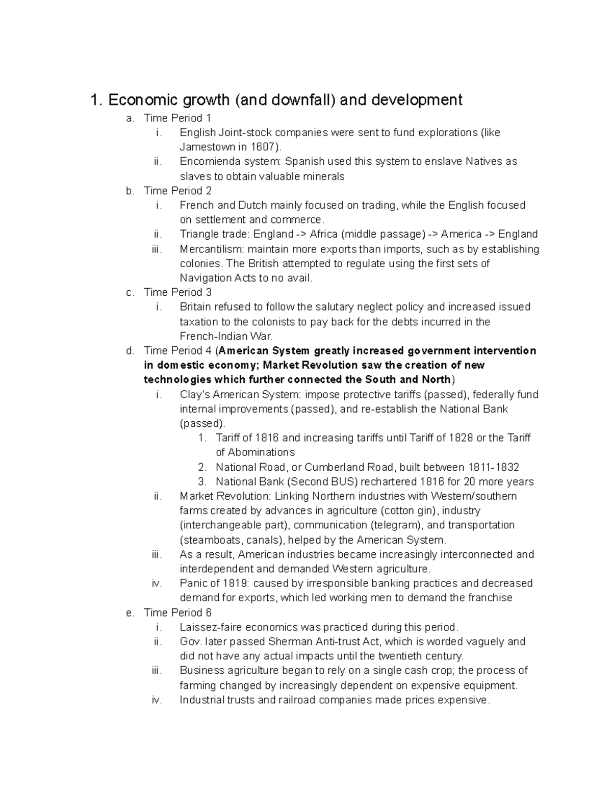 APUSH: Economic Growth and War Trends - Key Concepts by Time Periods ...