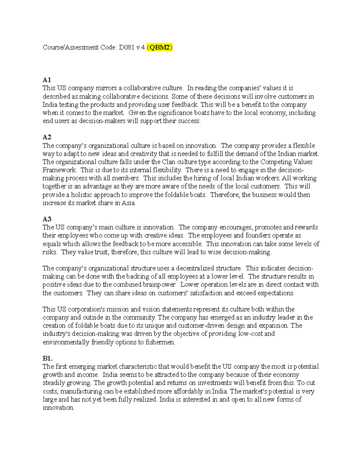 C714-NNM2 D081-QBM2 Case Study: Collaborative Innovation in New Markets - Studocu