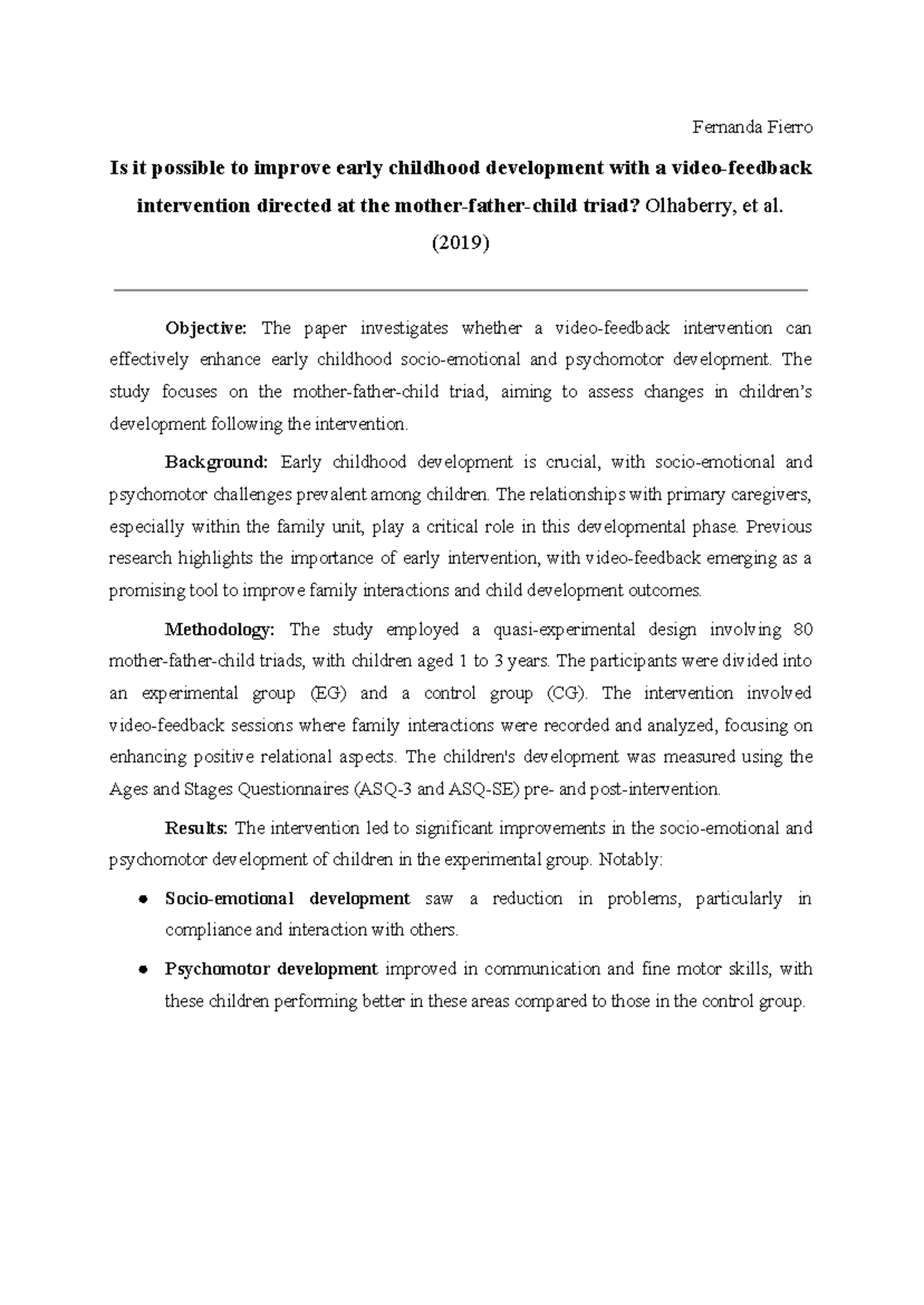 Olhaberry 2019: Enhancing Early Childhood Development via Triad ...