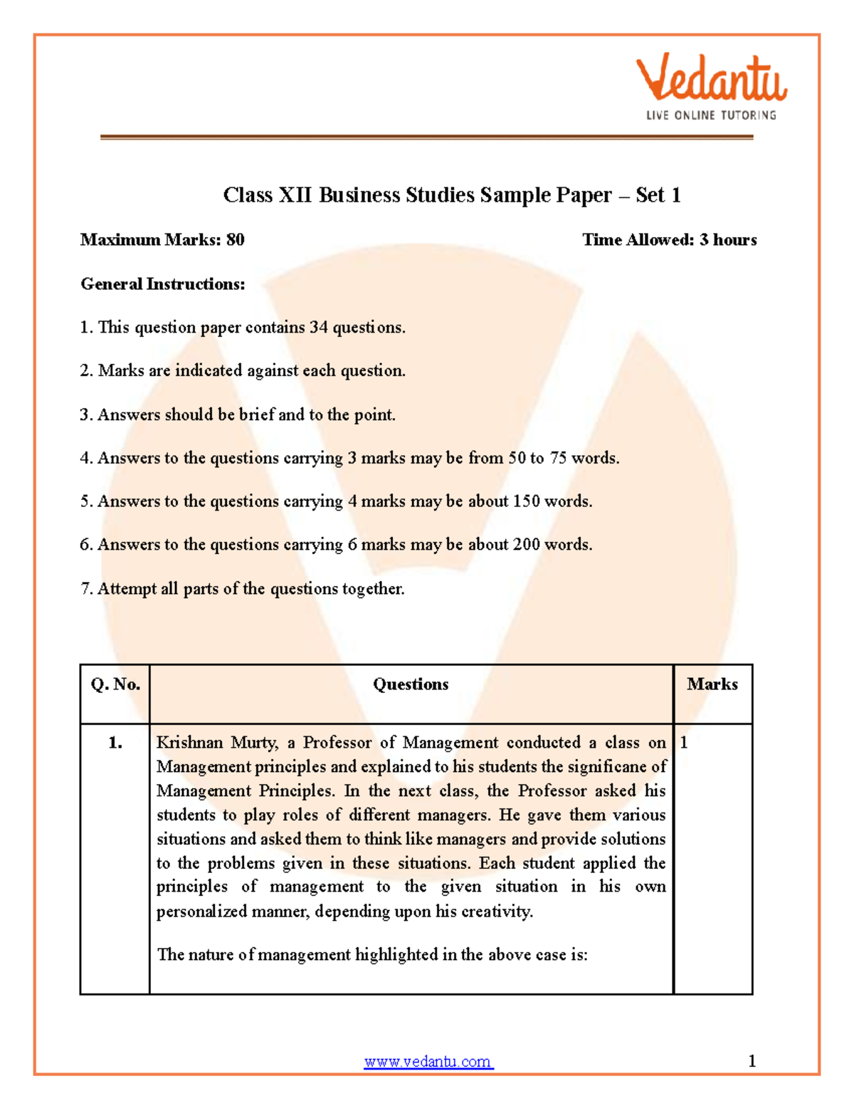CBSE Class 12 Business Studies Sample Paper Set 1 with Solutions - Studocu