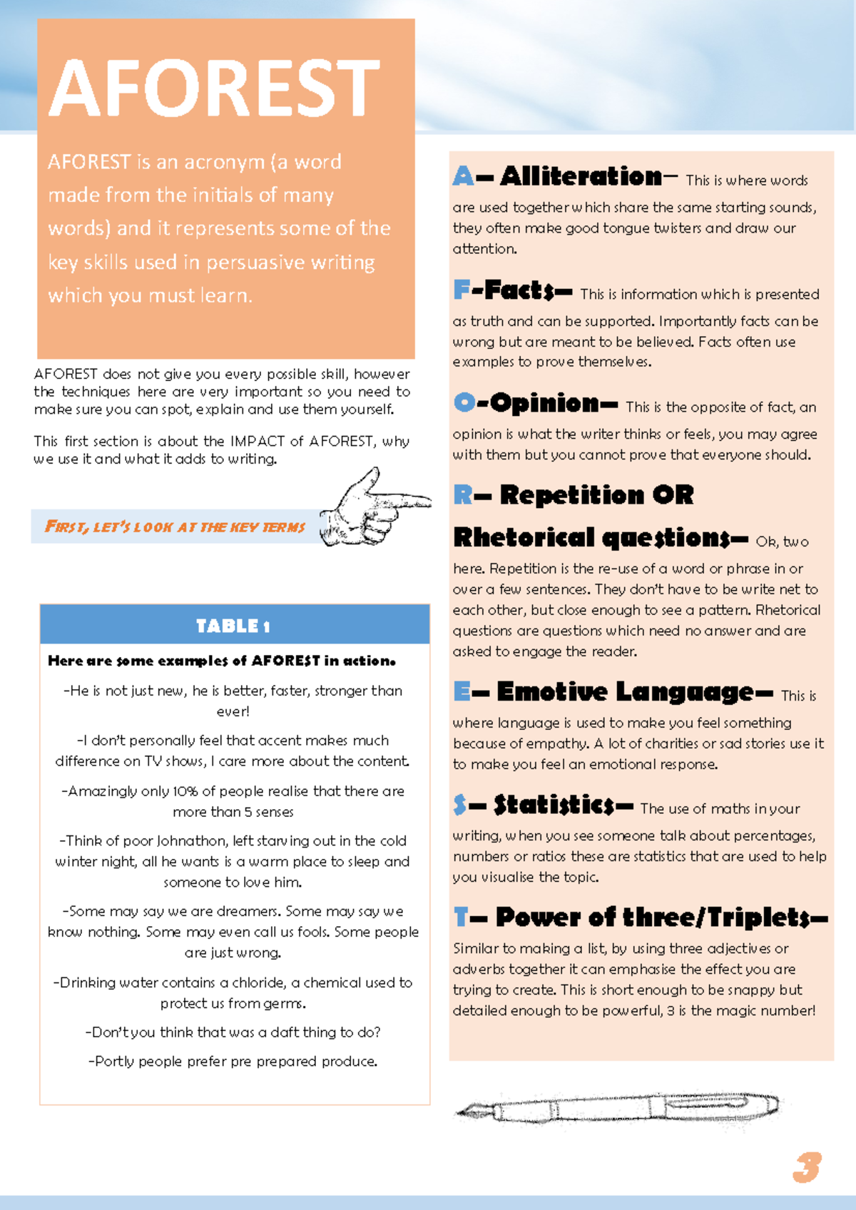 AFOREST Techniques in Persuasive Writing: Key Skills and Impact - Studocu