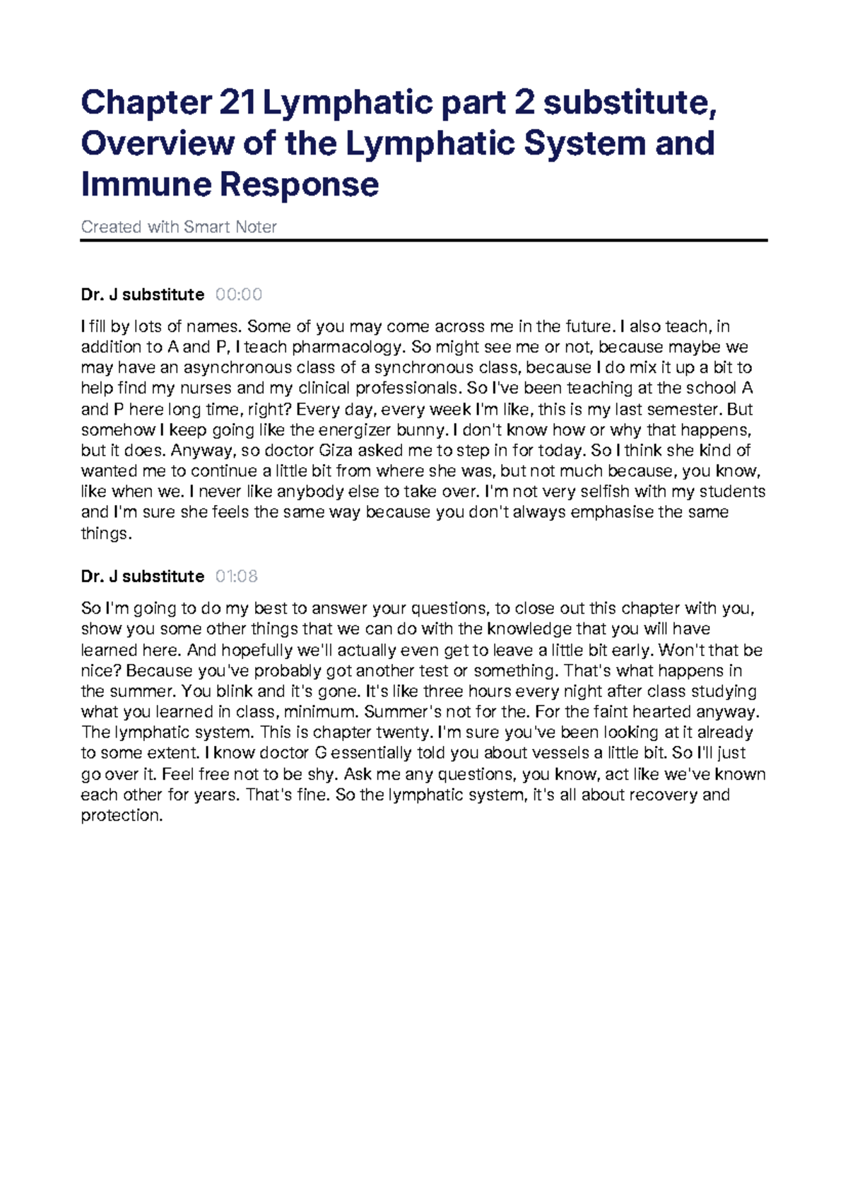 Chapter 21 LS Part 2: Overview of the Lymphatic System & Immune ...