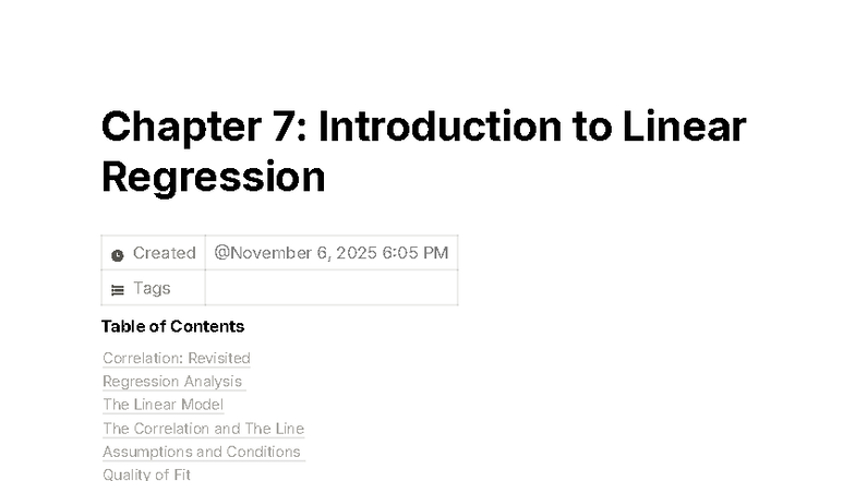 Chapter 7: Linear Regression Concepts and Analysis - Studocu