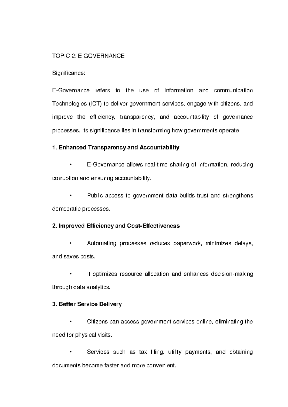 FOR Printing Topic 2 (E Governance) - TOPIC 2: E GOVERNANCE ...