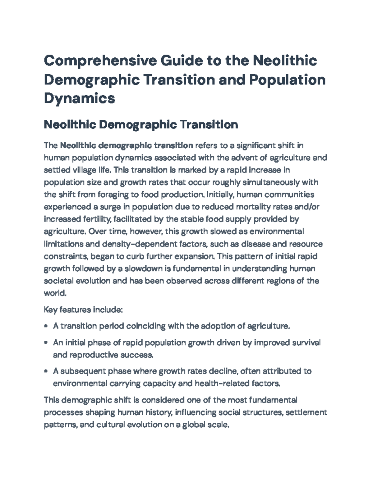 Comprehensive Guide to NEOL 101: Neolithic Demographic Transition ...