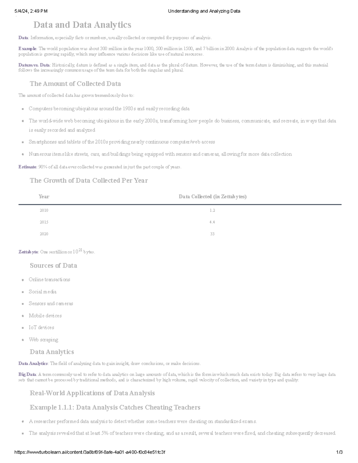 Data & Data Analytics Overview - What is Data? - Studocu