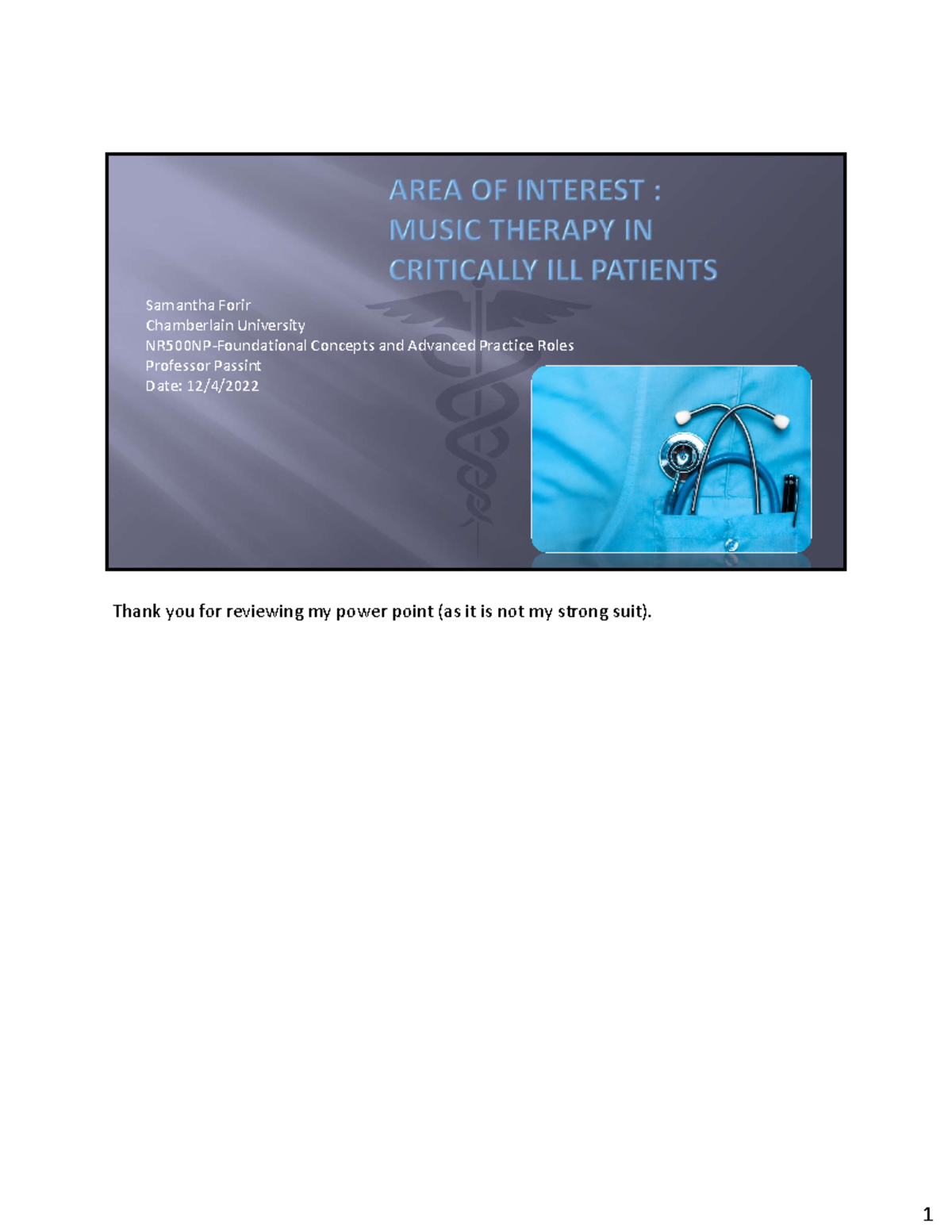 Power point- Area of interest- Forir - Samantha Forir Chamberlain ...