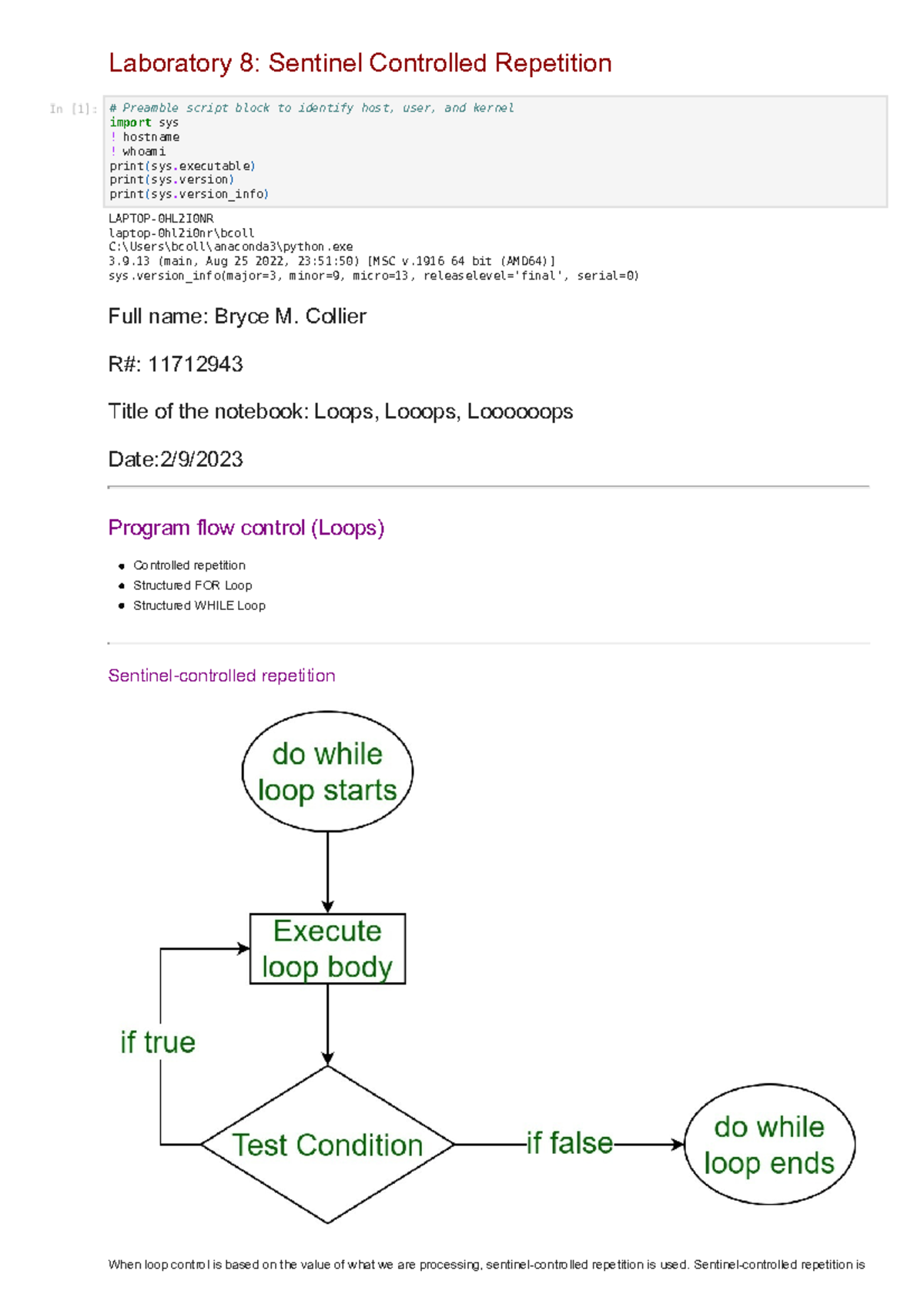 Lab 8 - Loops and Sentinel Control in Programming - Studocu