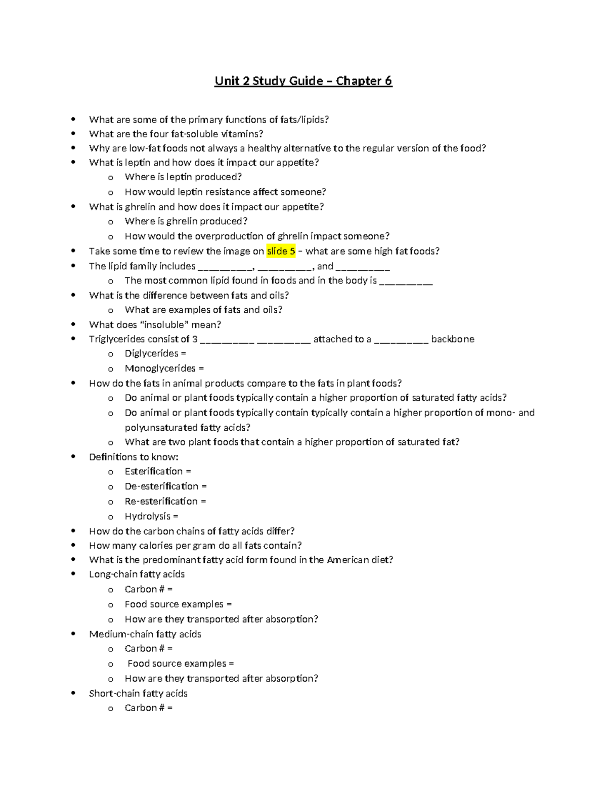 Unit 2 Study Guide: Fats, Lipids, and Health Impacts Overview - Studocu