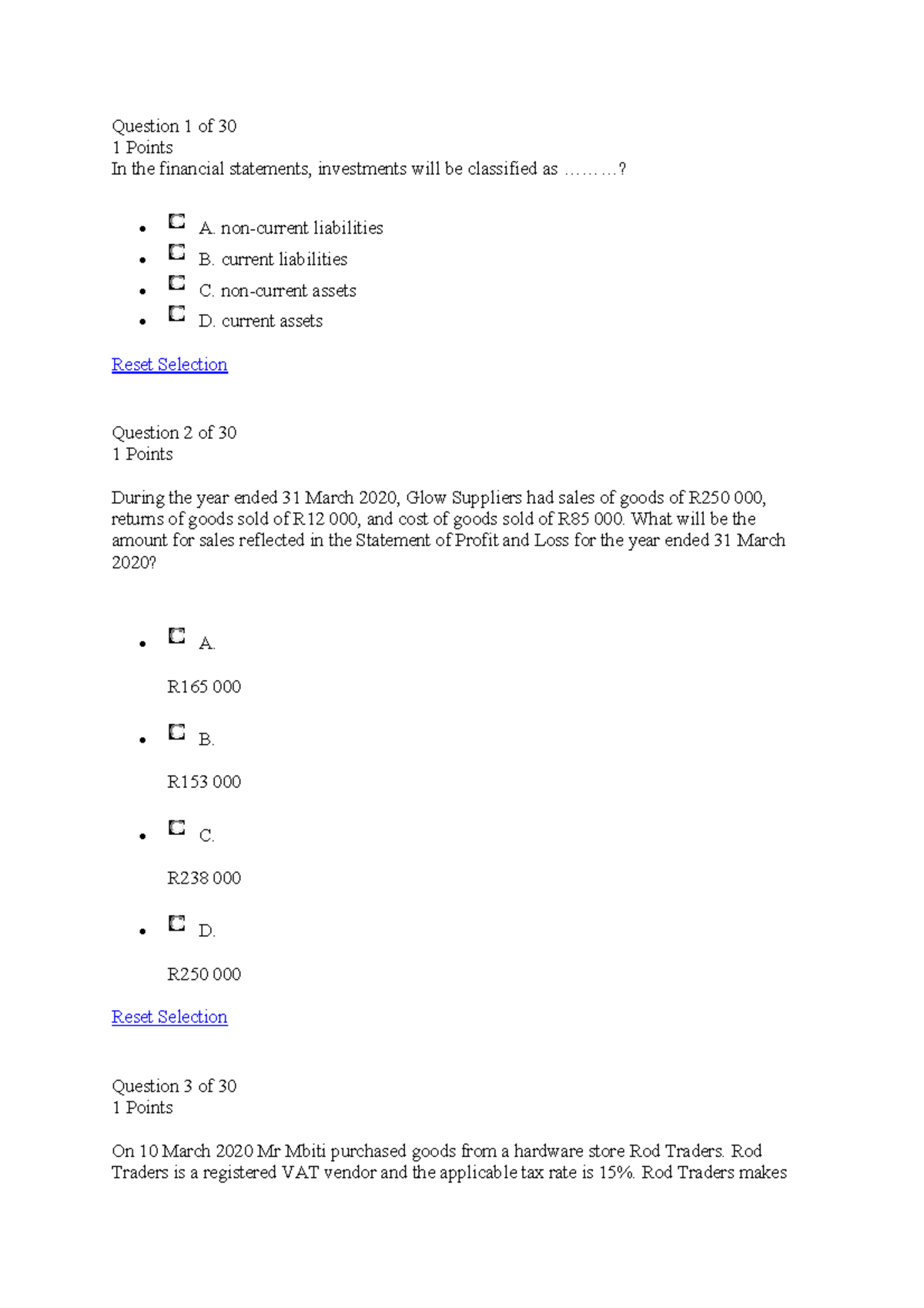 4 5805428966684624850 - Question 1 of 30 1 Points In the financial ...