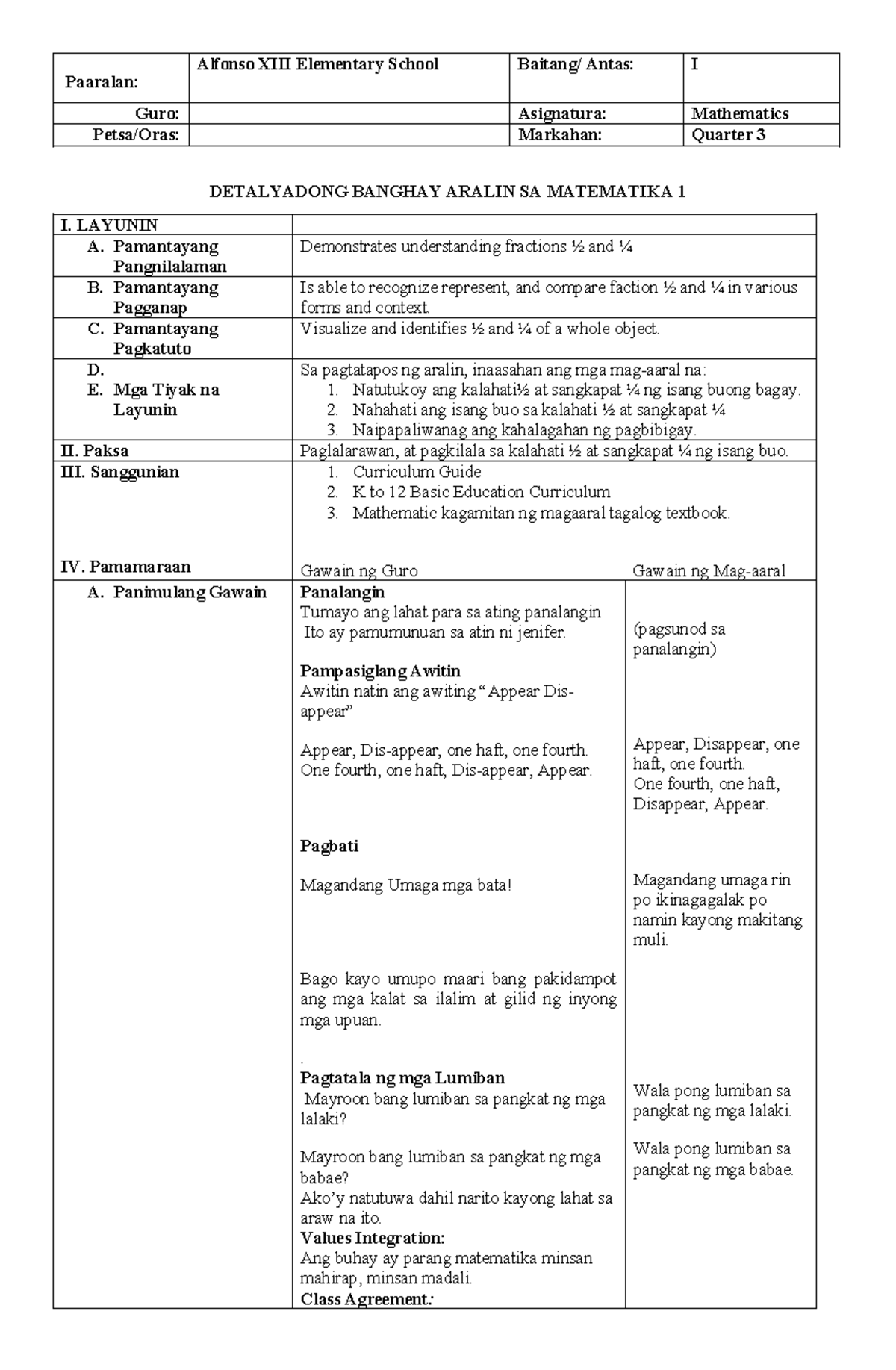 Finalize lp - Detailed lesson plan - Paaralan: Alfonso XIII Elementary ...