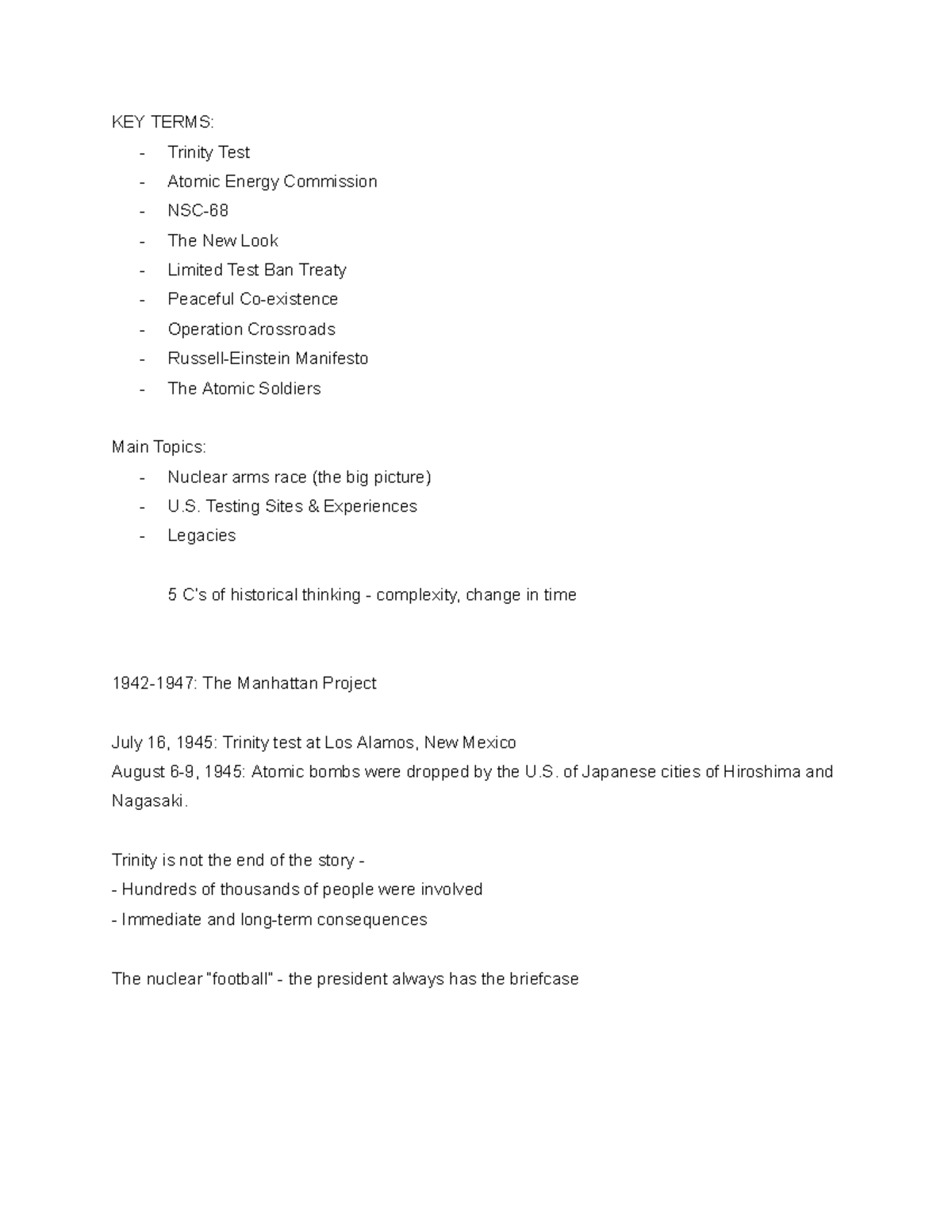 Nuclear Arms Race and Its Consequences: 1945-1963 Overview - Studocu