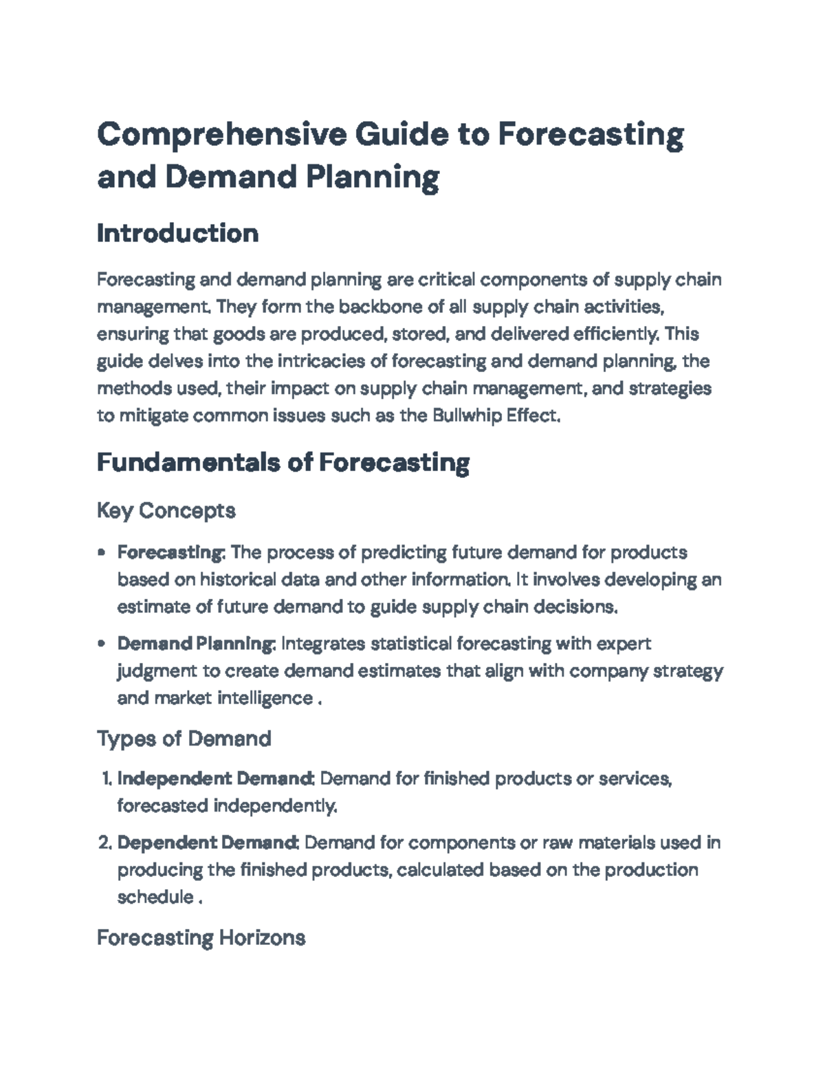 Comprehensive Guide to Forecasting and Demand Planning in SCM ...