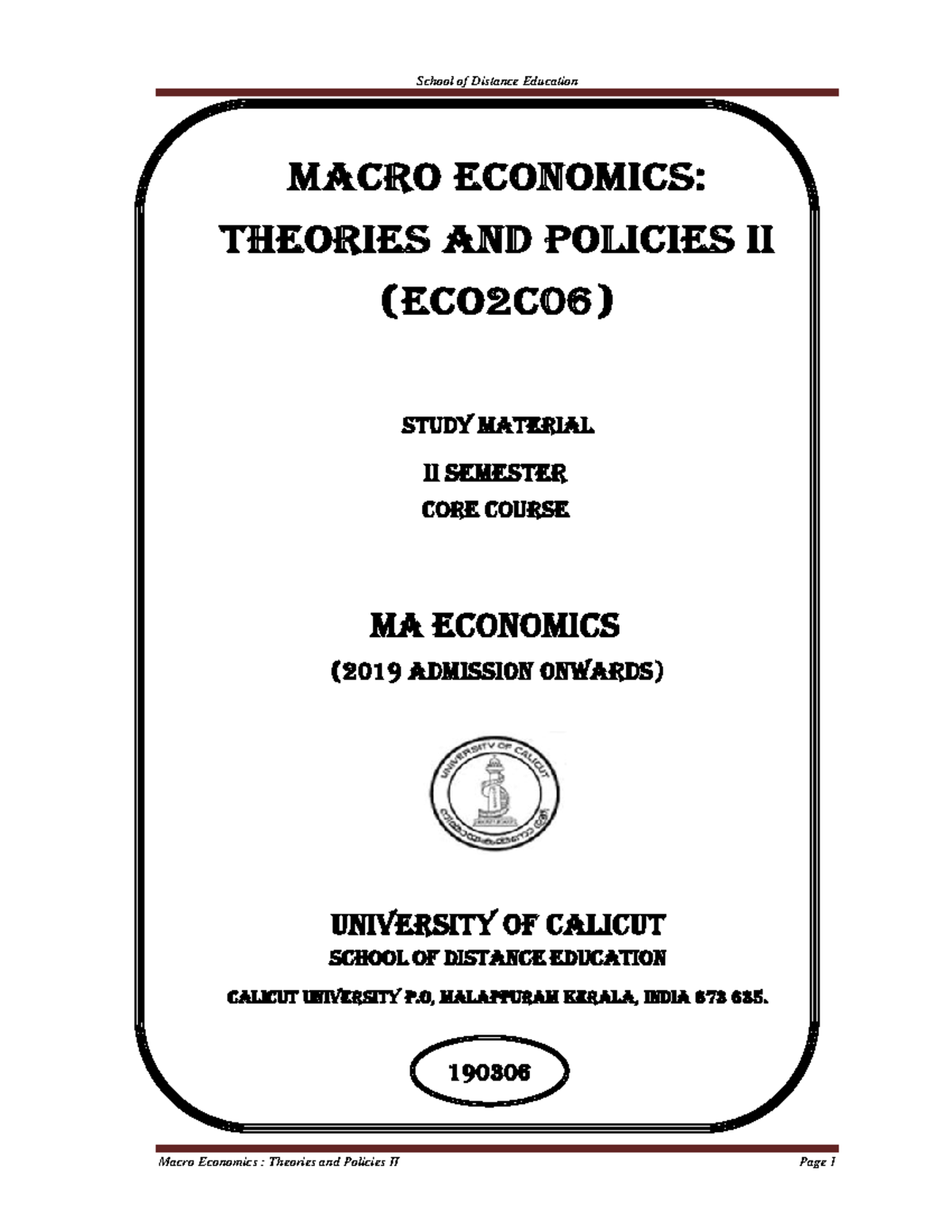ECO 2 C 06: Macro Economics Theories & Policies II Notes - 2nd Sem ...