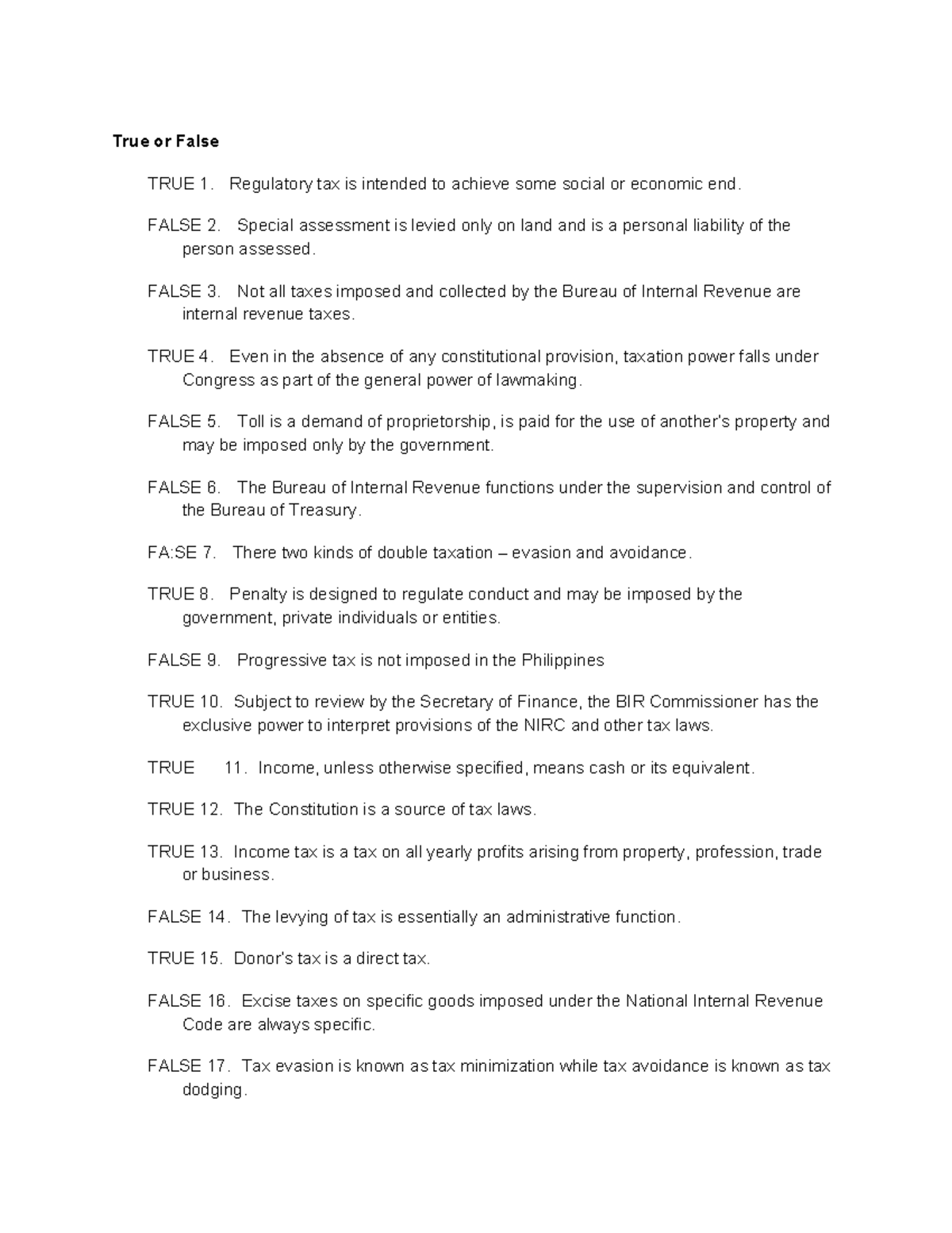 Taxation Basics: Beginner's Tax Quiz Insights & Answers - Studocu