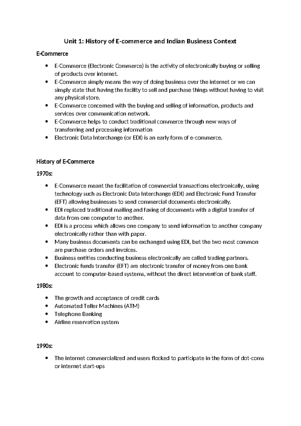 E-Commerce Overview & Key Concepts - Notes for ECOM 101 - Studocu