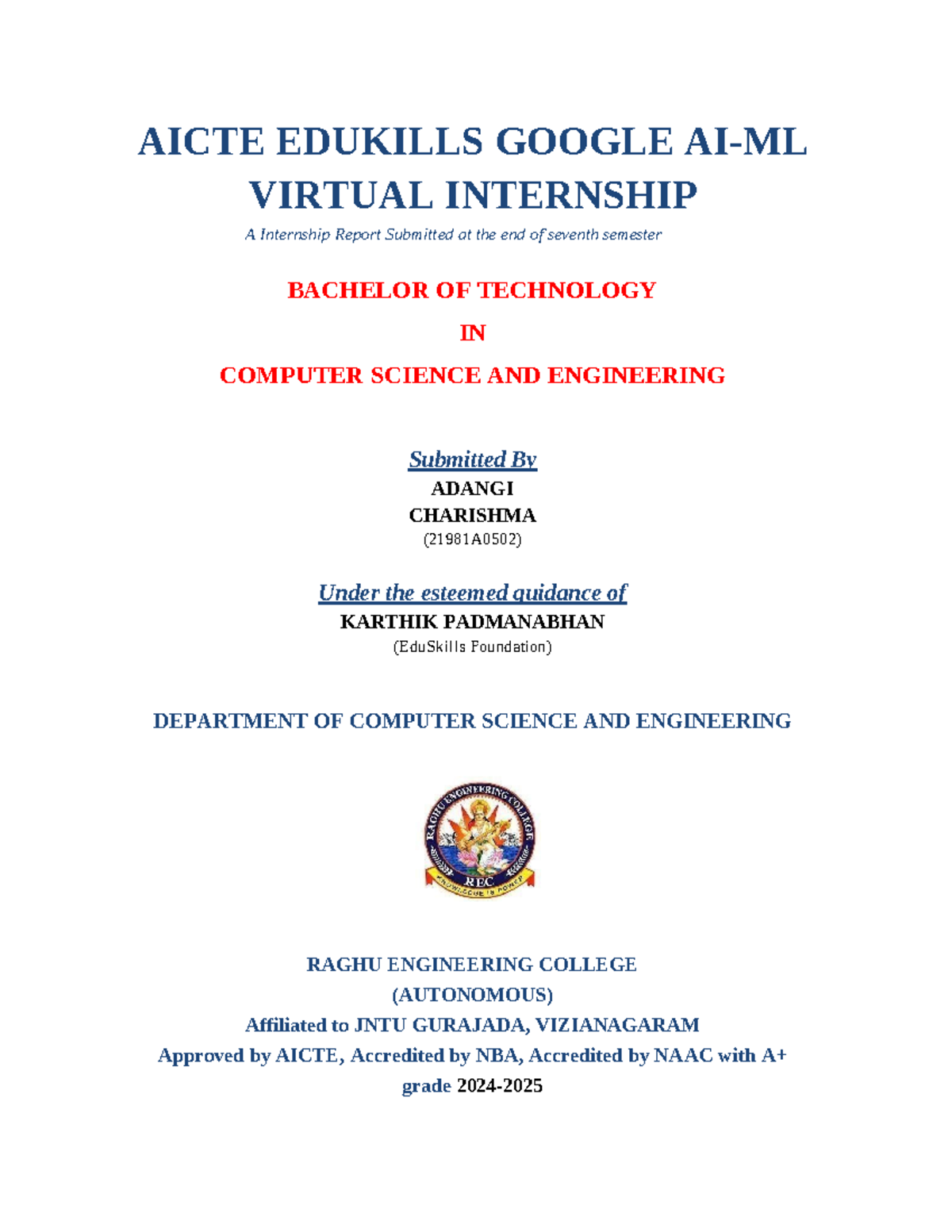 Internship Report on Google AI-ML: Insights and Experiences - Studocu