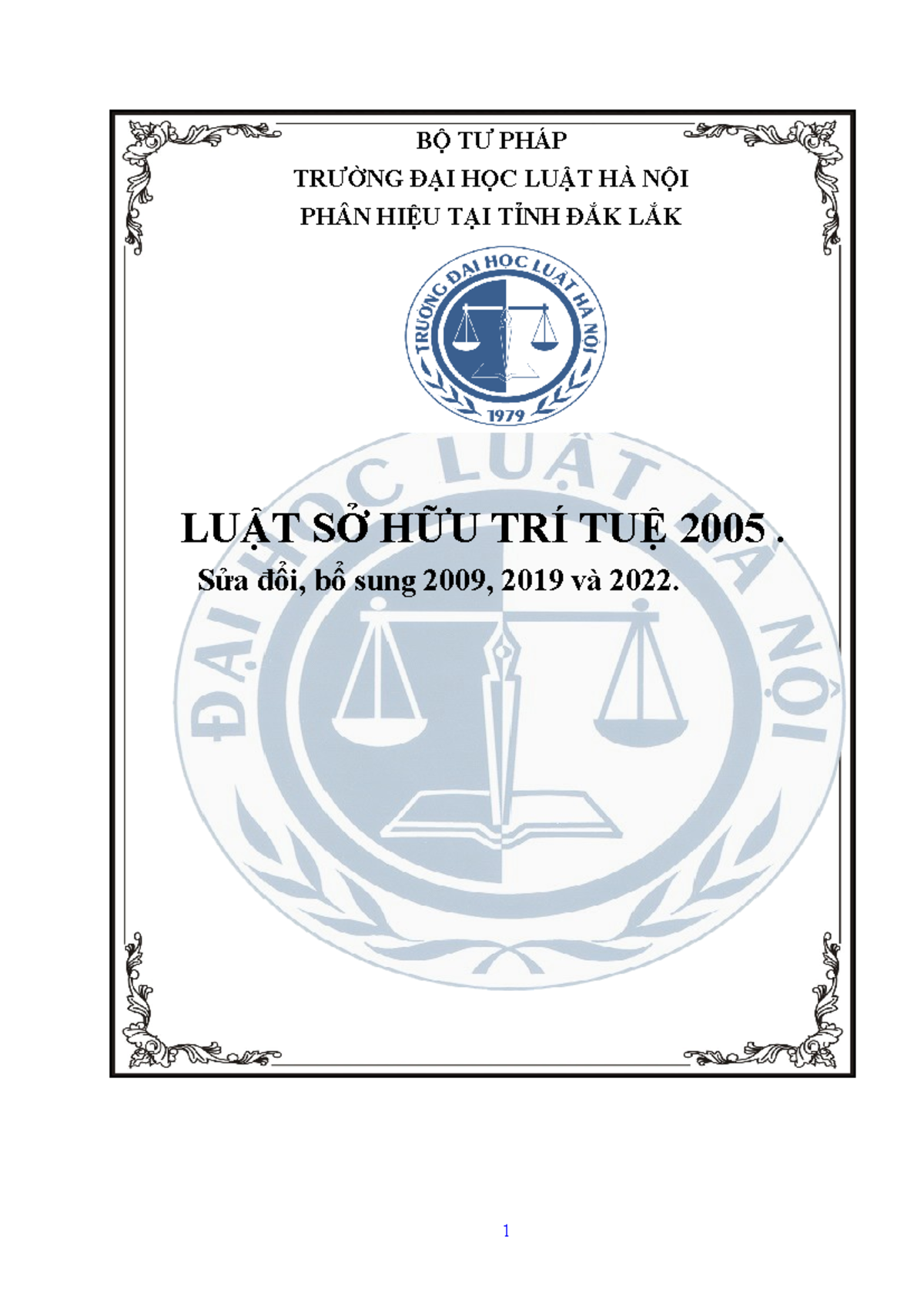 Luật Sở Hữu Trí Tuệ 2005: Sửa đổi các Năm 2009, 2019 & 2022 - Studocu