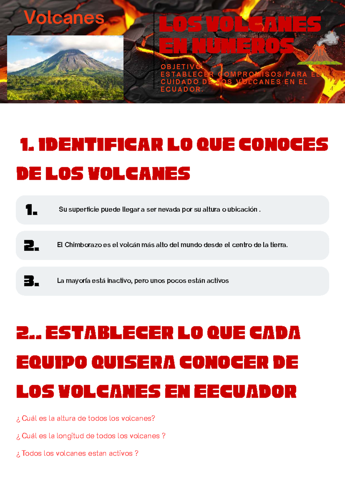 LOS VOLCANES EN NÚMEROS: CUIDADO Y COMPROMISOS EN ECUADOR - Studocu