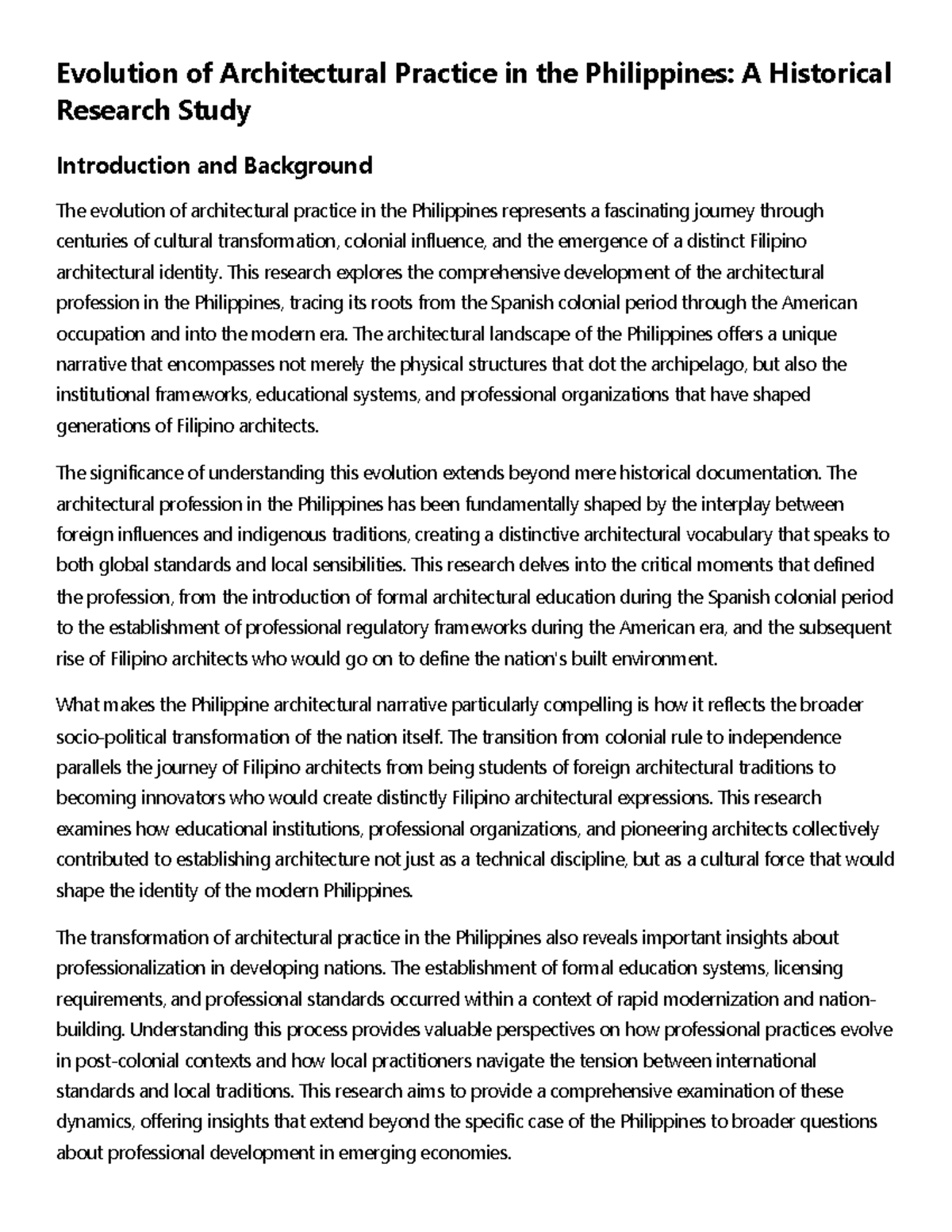 Evolution of Architectural Practice in the Philippines: A Historical ...