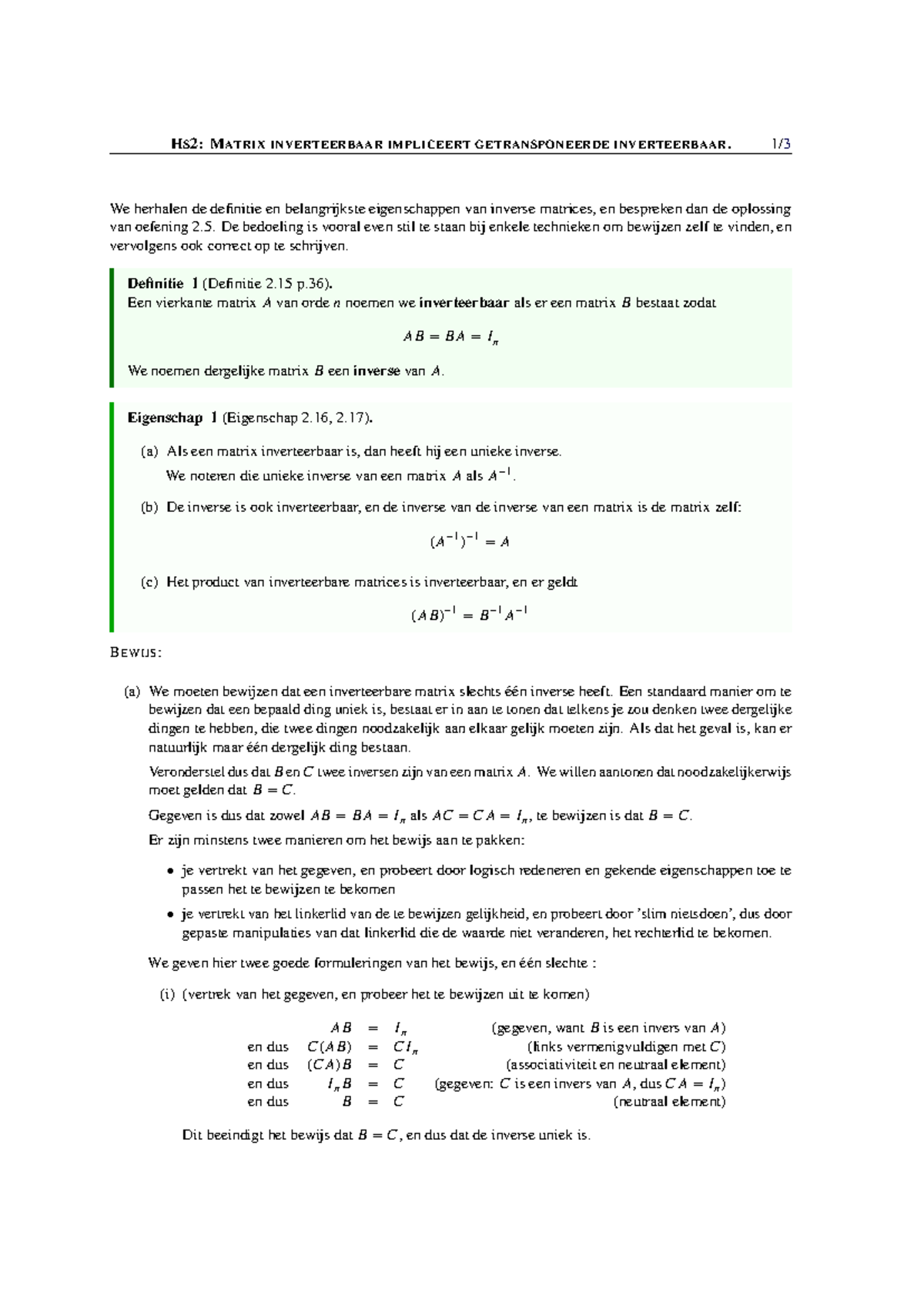 Hs2 oef 2 5 Lineaire algebra Lineaire algebra - HS2: MATRIX ...
