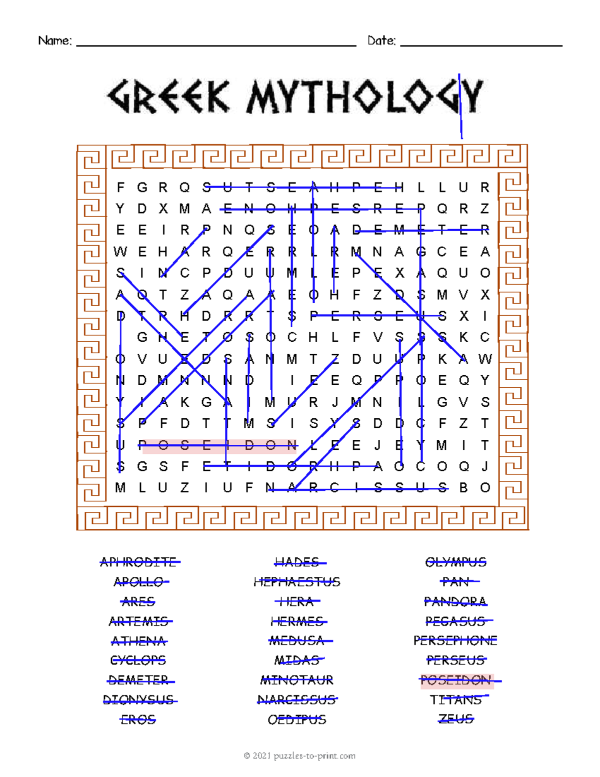 Greek Mythology Word Search Puzzle - Studocu
