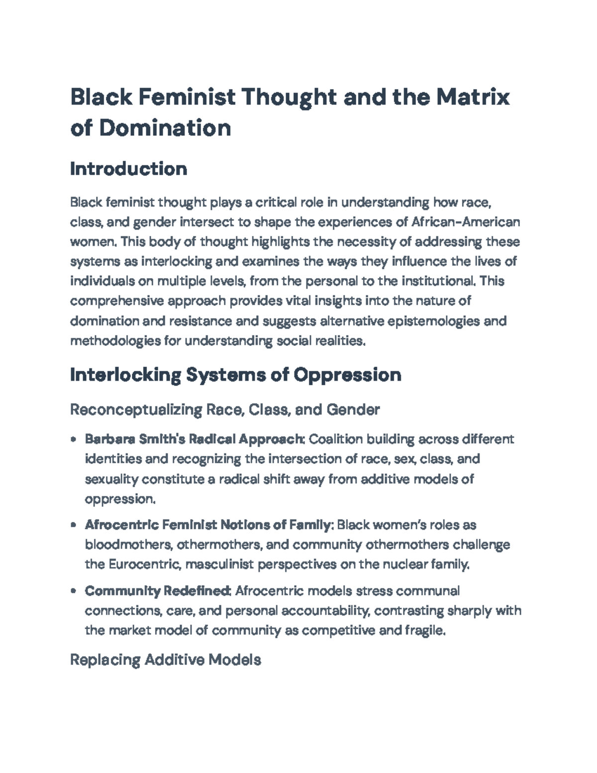 Black Feminist Thought: Understanding Intersectionality and Resistance ...