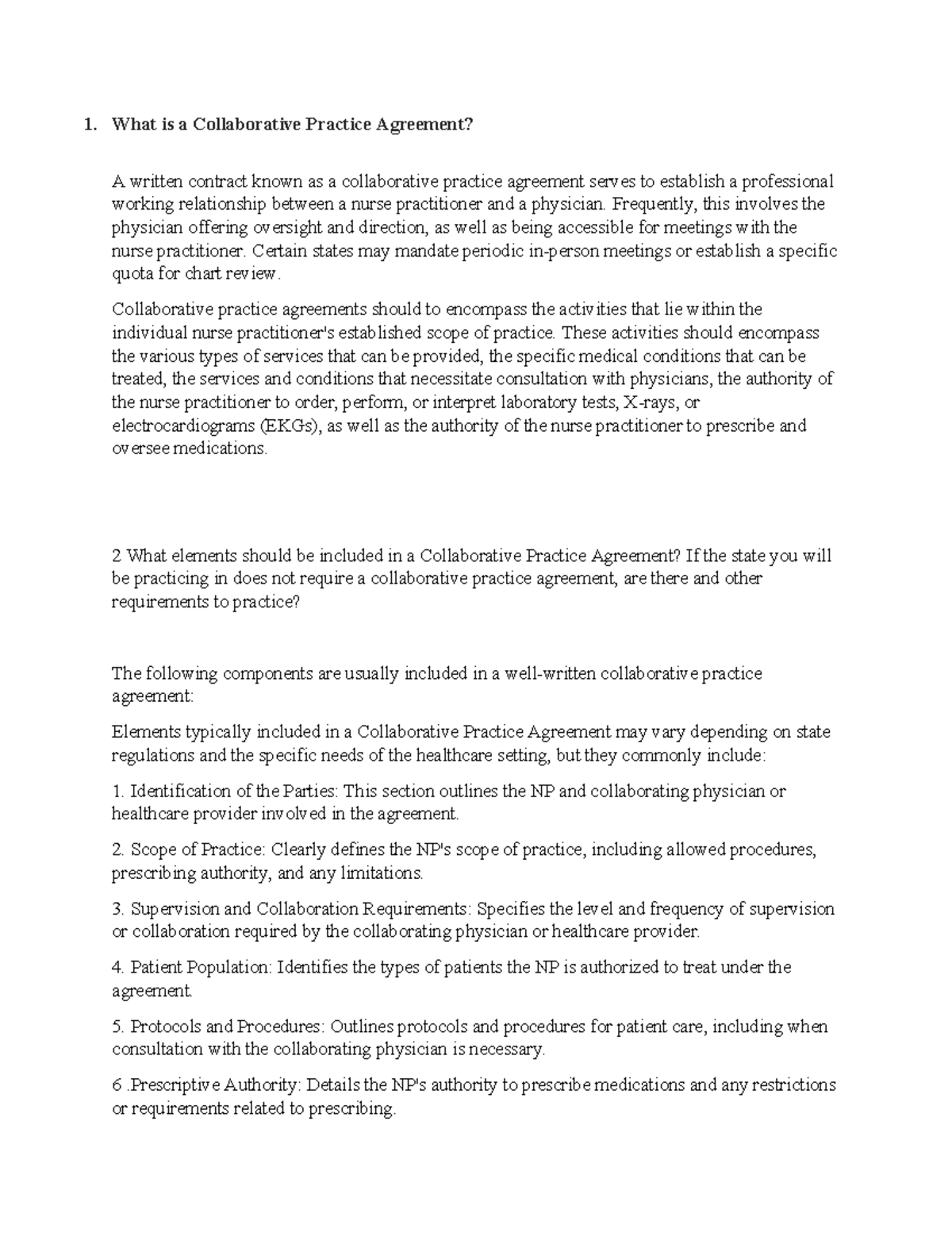 Collaborative Practice Agreements: Key Elements and Guidelines (4-30-24 ...