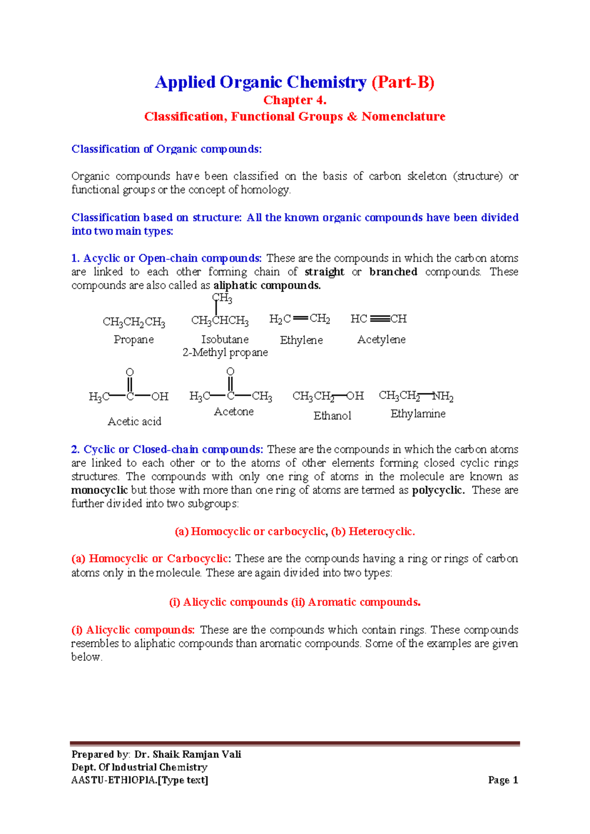 Applied Organic Chemistry (Part-B): Classification & Nomenclature Guide ...