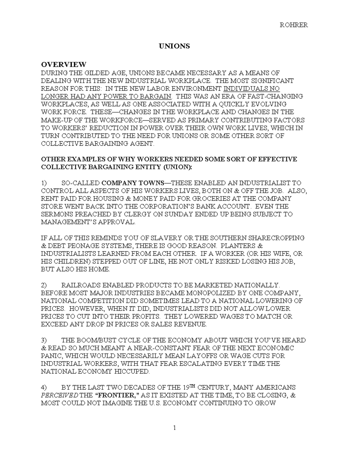 Unions in the Gilded Age: Challenges and Strategies for Workers - Studocu