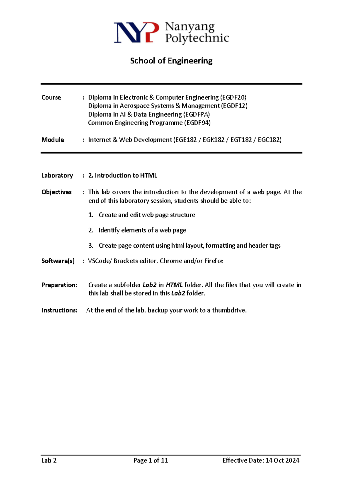 EG182 Lab2 Introduction to html - School of Engineering Course ...