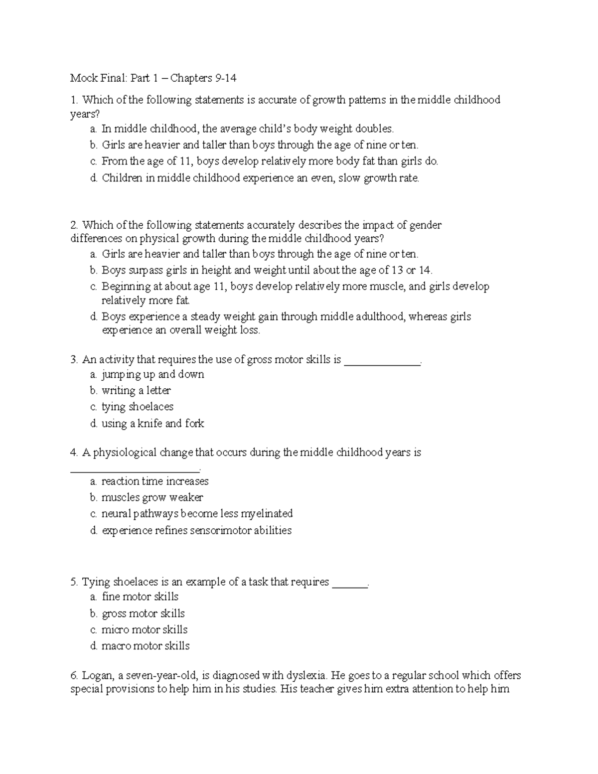 Mock Final Review: Chapters 9-14 Insights & Questions - Studocu