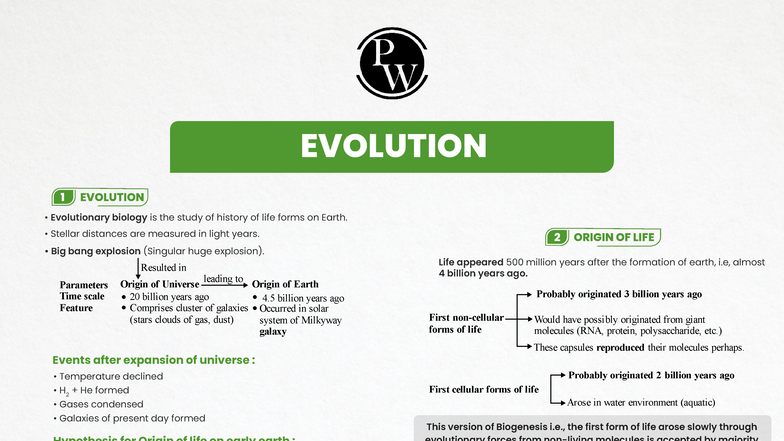 EVOLUTION 1: Theories and Evidence of Life's Origins and Development ...