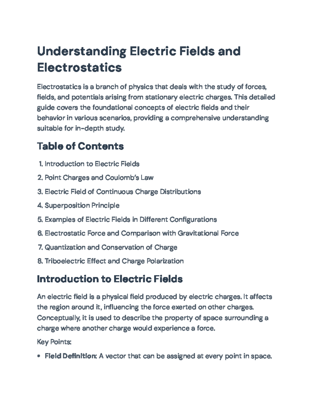 Electrostatics and Electric Fields: A Comprehensive Guide for Physics ...