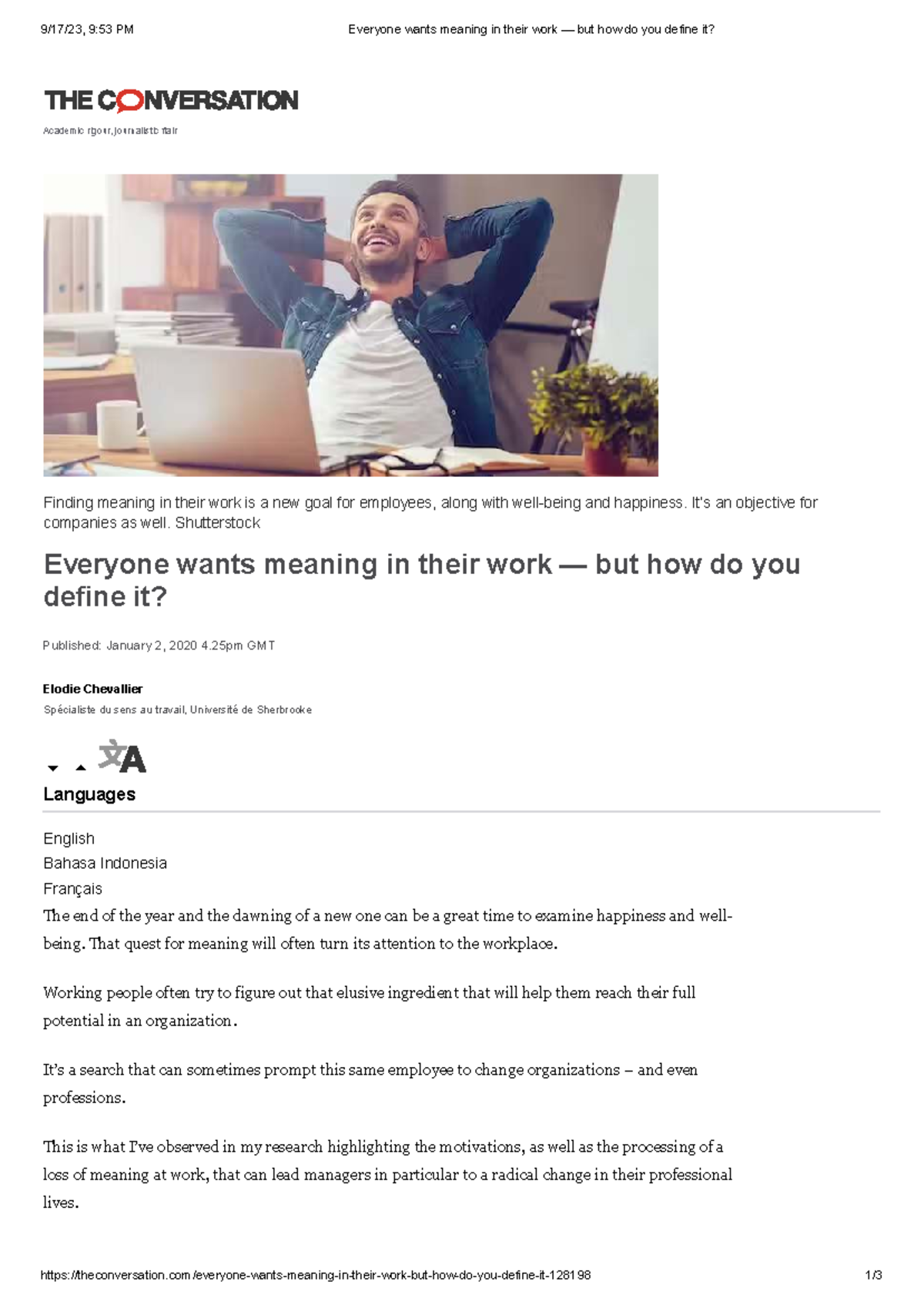 5. Finding Meaning in Work: A Comprehensive Exploration - Studocu