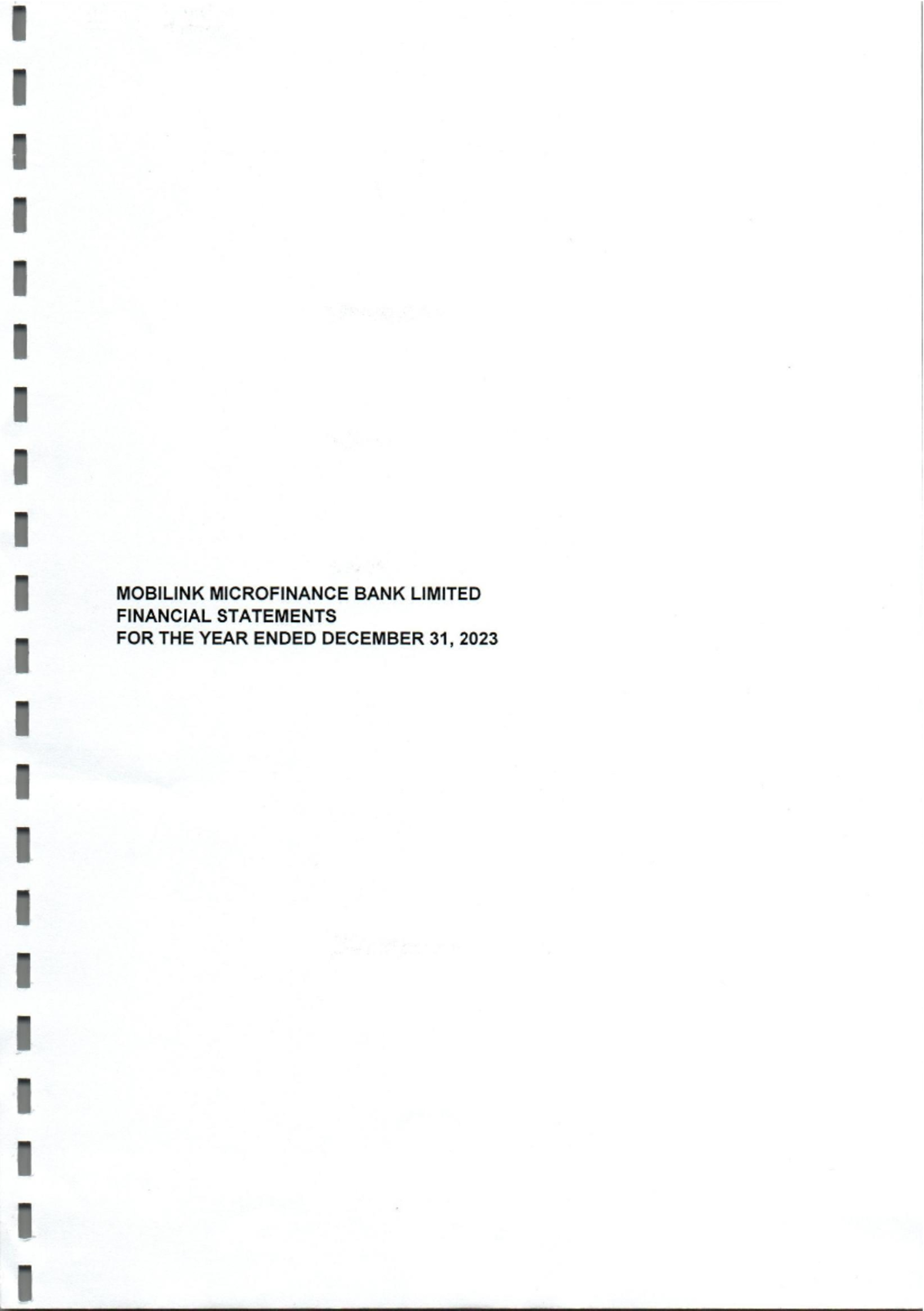 MOBILINK MICROFINANCE BANK LIMITED Fin. Statements as of Dec 31, 2023 ...