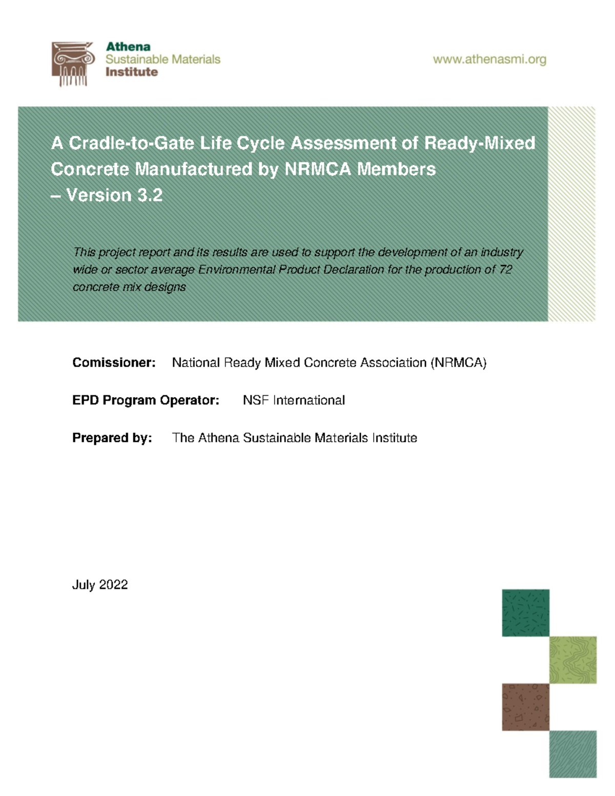 NRMCA Industry-Wide Life Cycle Assessment Report V3.2 (2022) - Studocu