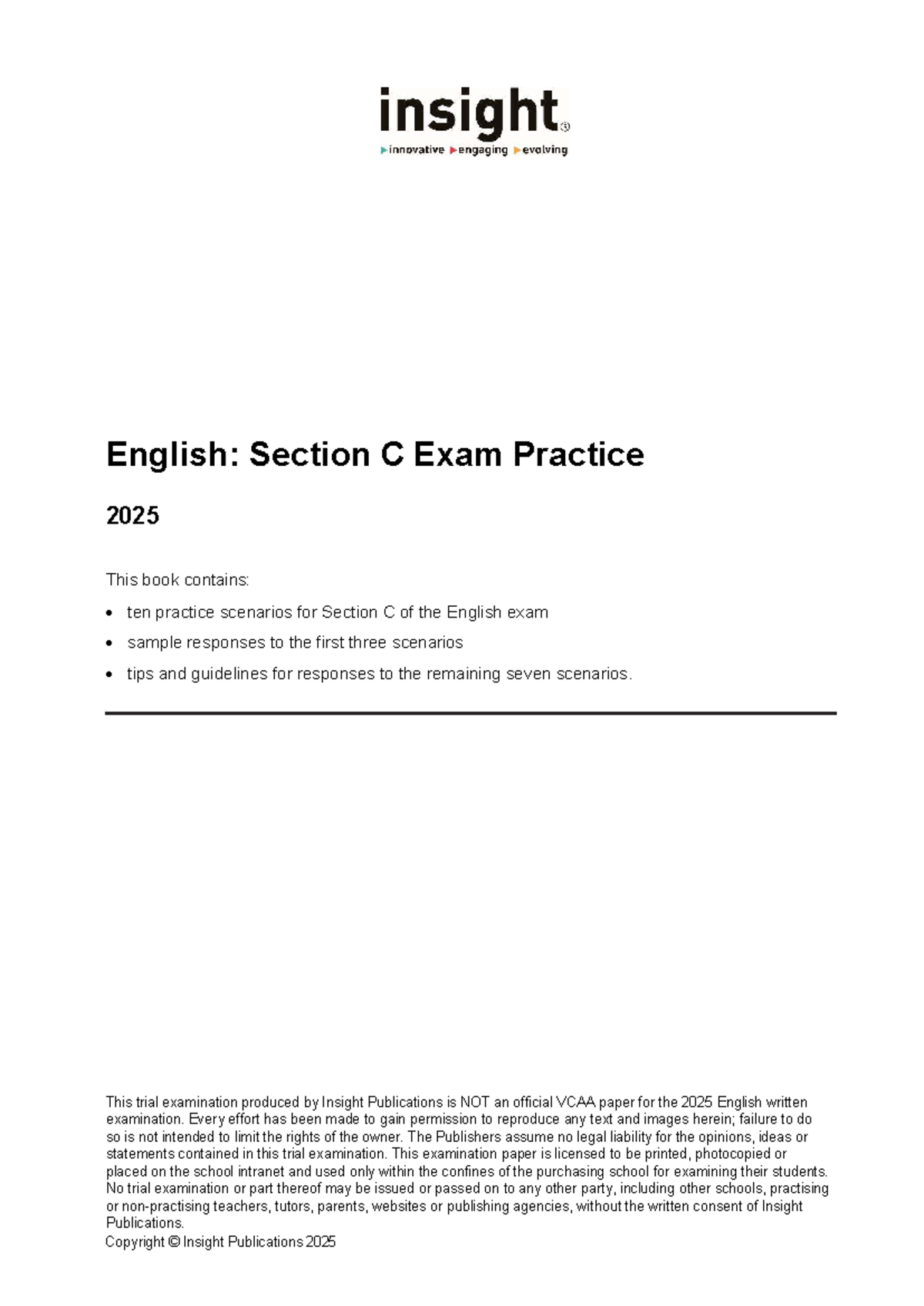 2025 VCE English: Section C Exam Practice Scenarios and Analysis - Studocu
