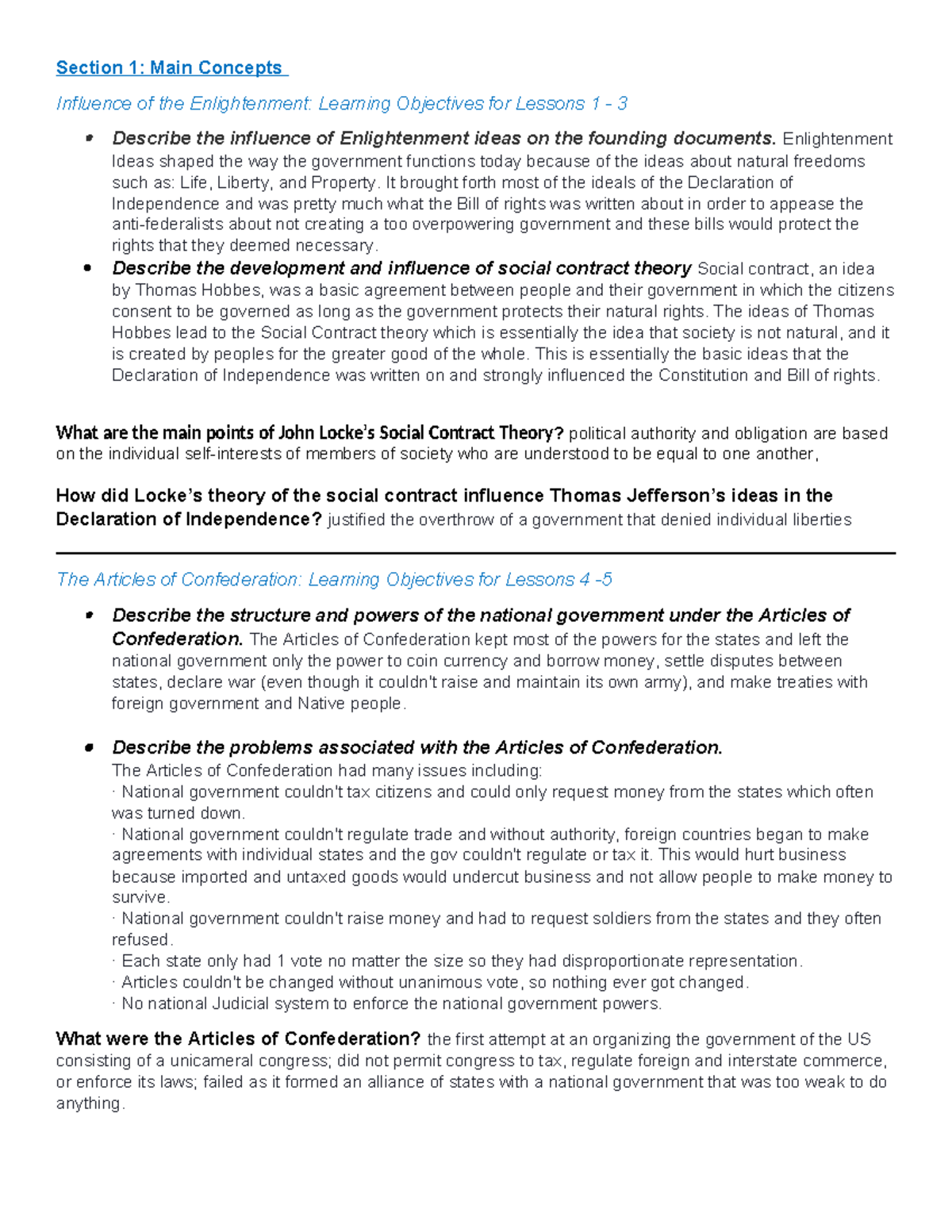 C963 V4 MA Study Guide: Enlightenment, Govt Structure & Civil Rights ...