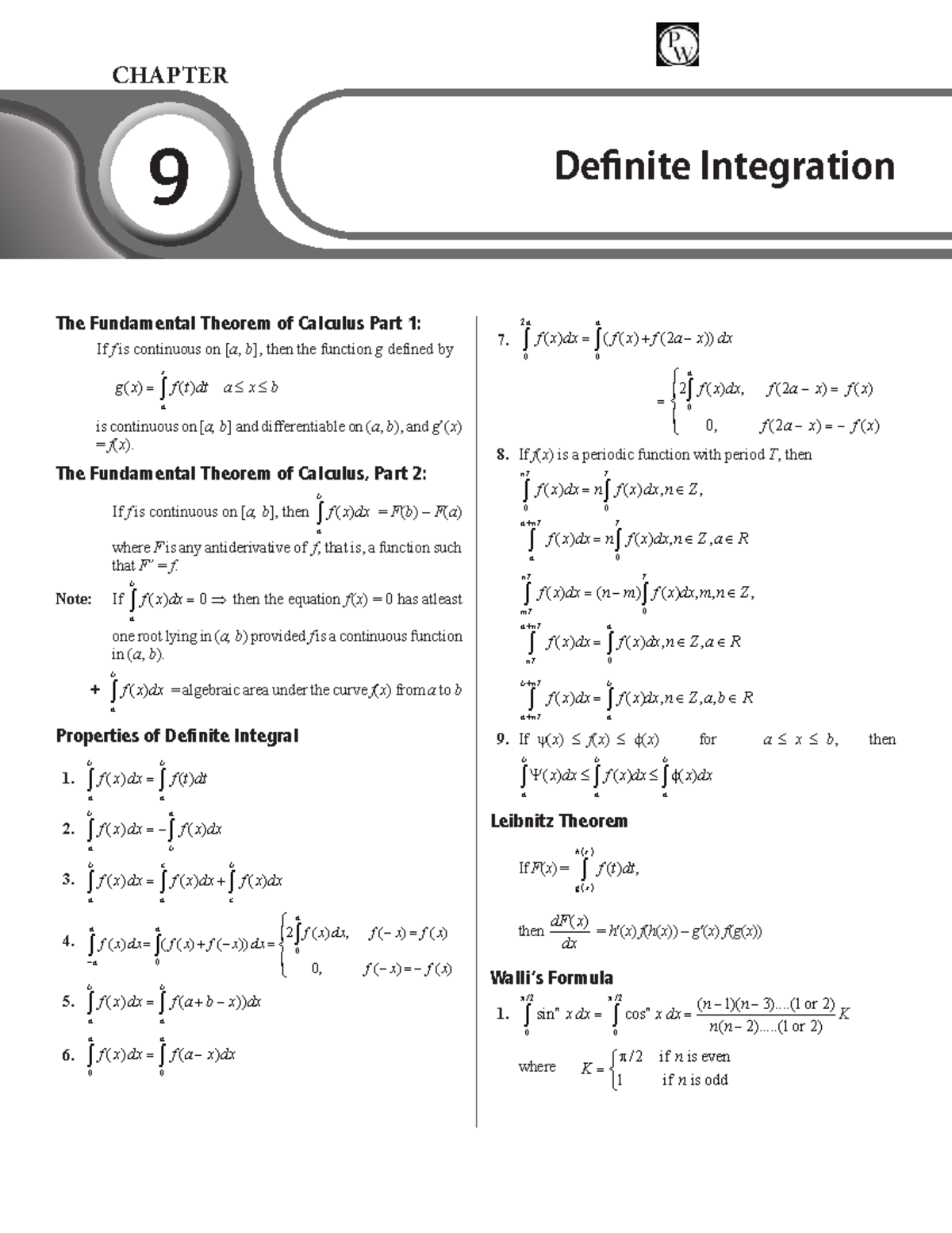 CHAPTER 9: Definite Integration - Short Notes (MATH 775) - Studocu